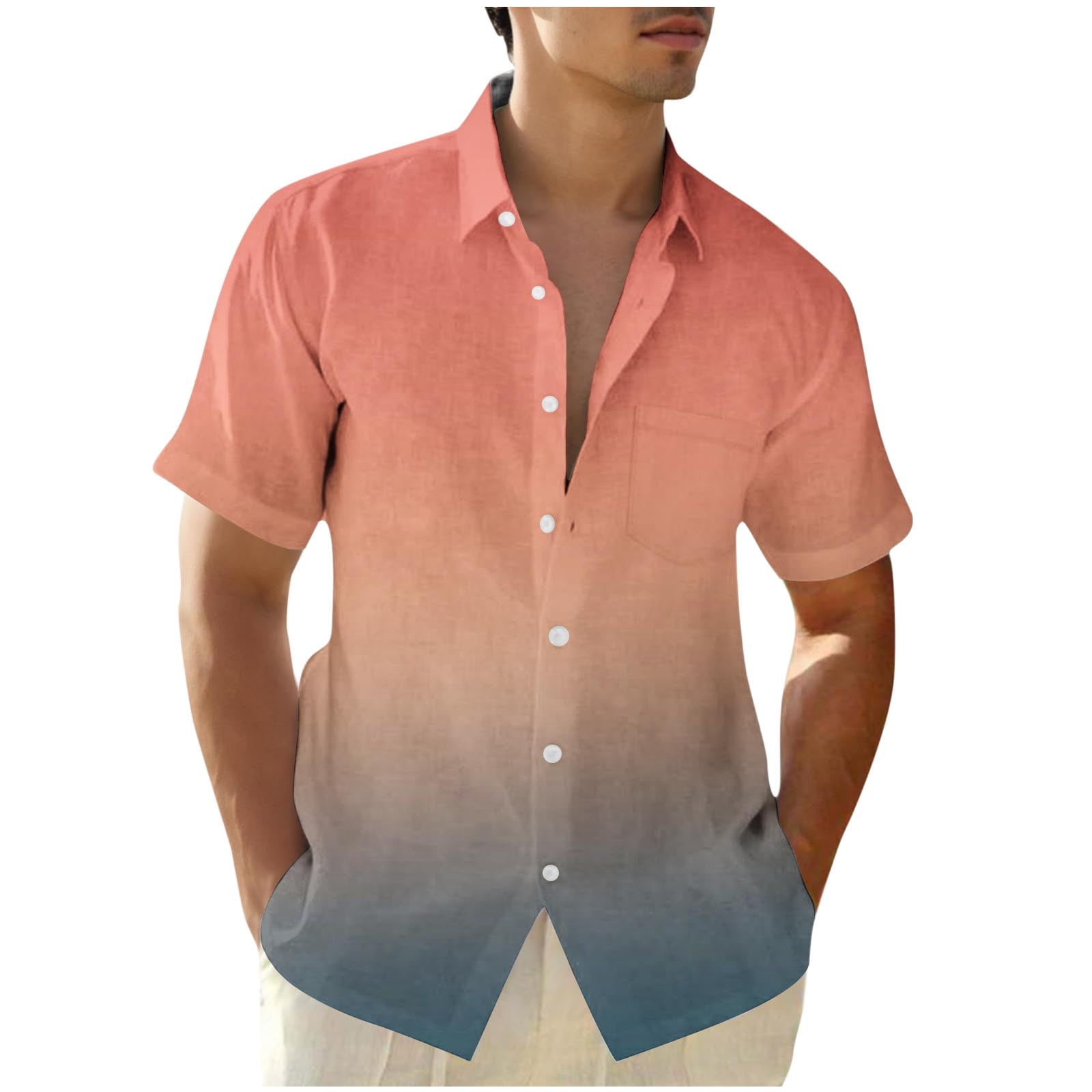 Enridrech Mens Big and Tall Shirts Casual Stylish Color Block Shirt ...