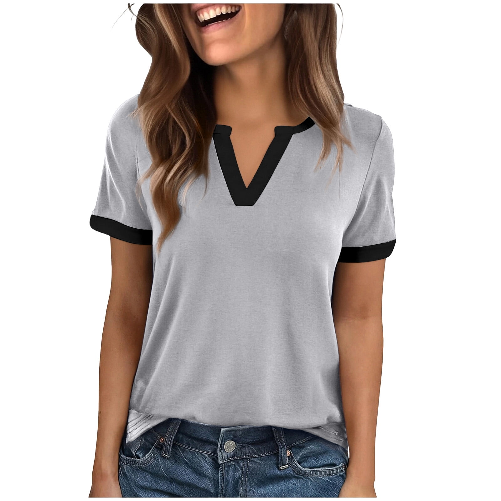 Enridrech Women's Short Sleeve T Shirts Summer Tops Spring Fashion ...