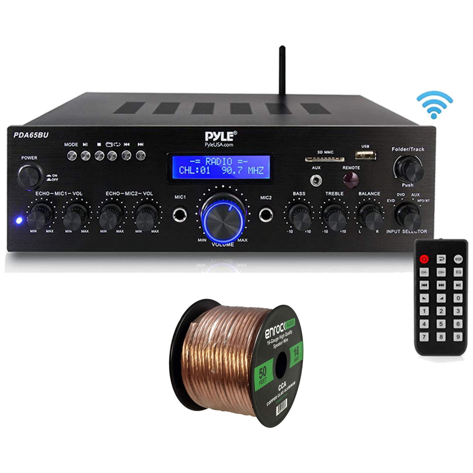 Enrock Pyle PDA6BU Amplifier Receiver Stereo, Bluetooth, FM Radio, USB ...