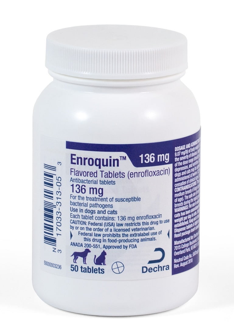 Enroquin (Enrofloxacin) Flavored Tablets 136mg HSA/FSA Eligible ...