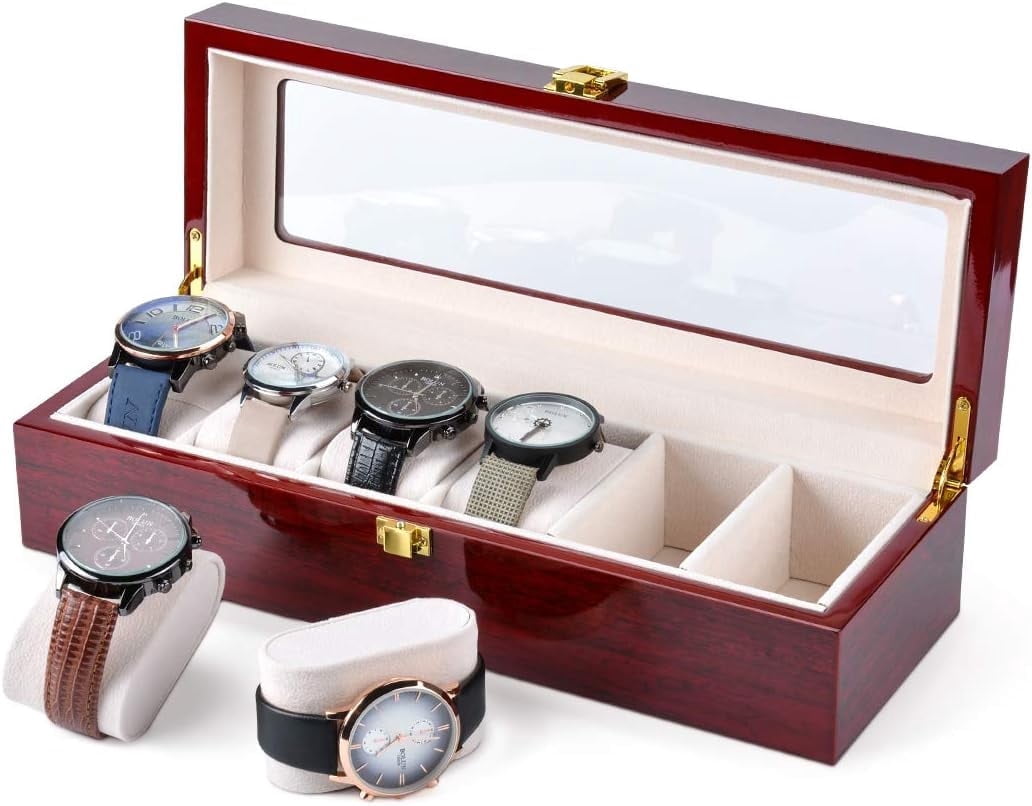 ENROSLU Watch Box for Men Made of 100% Real Wood with Space for 6 Large ...