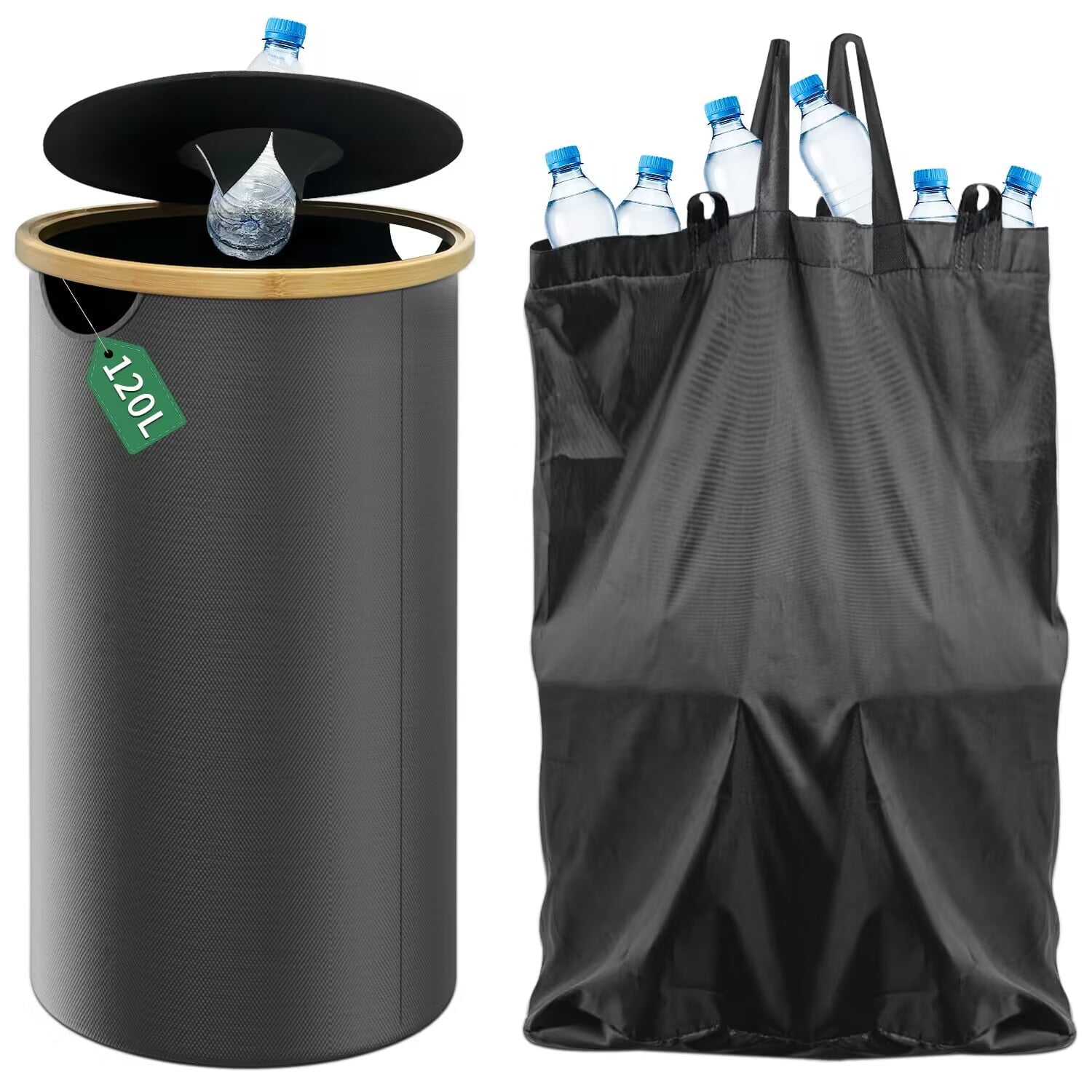 ENROSLU Returnable Bottle Bin with Carry Bag, 100L, Odour-Resistant Lid ...