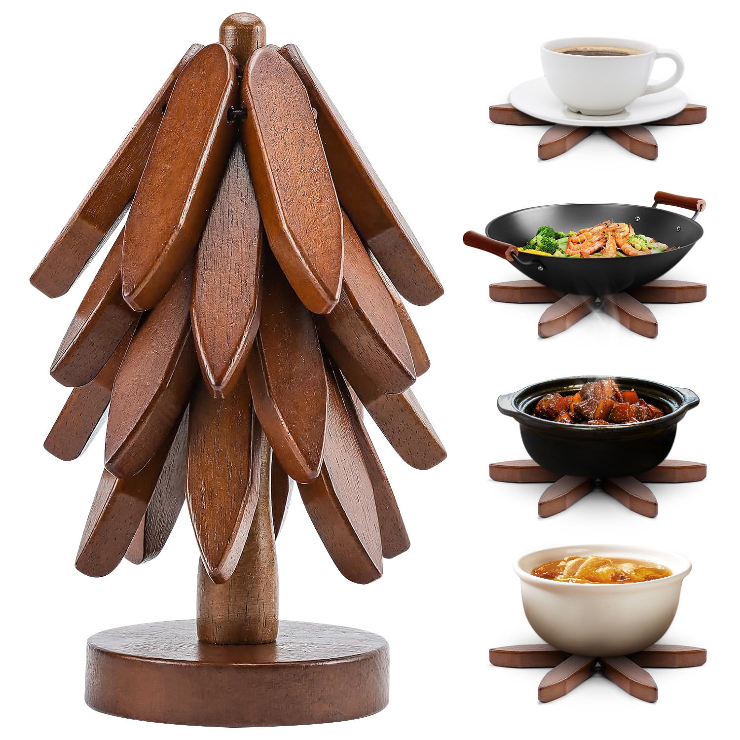 Enroslu Tree Trivet, Wooden Trivet Tree Set, Wooden Tree Coasters for ...