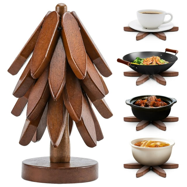 Enroslu Tree Trivet, Wooden Trivet Tree Set, Wooden Tree Coasters for ...