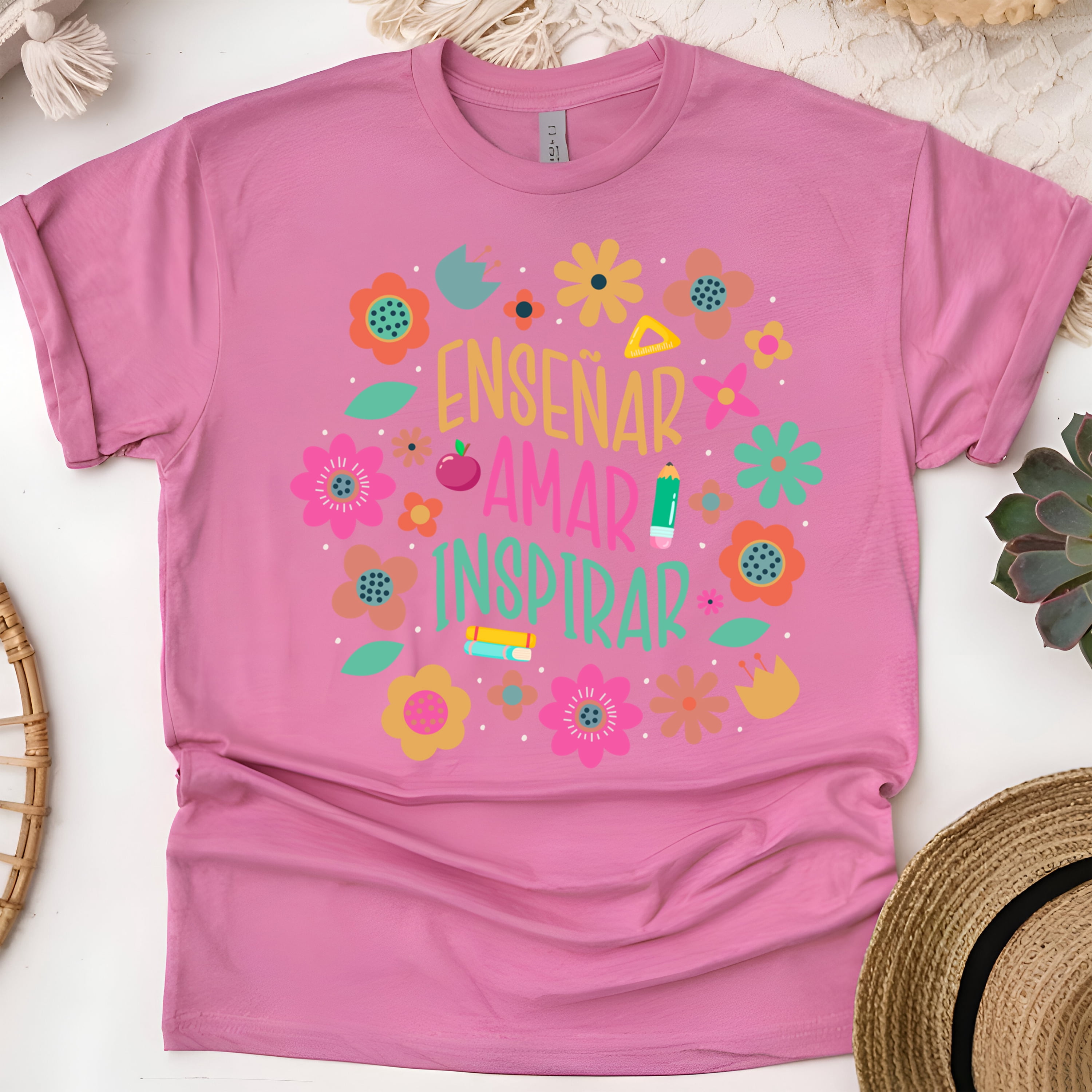 Enseñar Amar Inspirar Shirt, Spanish Teacher Floral T-Shirt ...