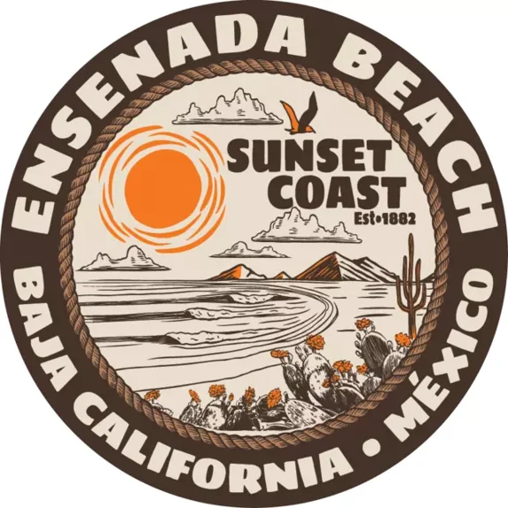Ensenada Beach Baja California Sunset Coast Retro Sticker Decal Gift ...