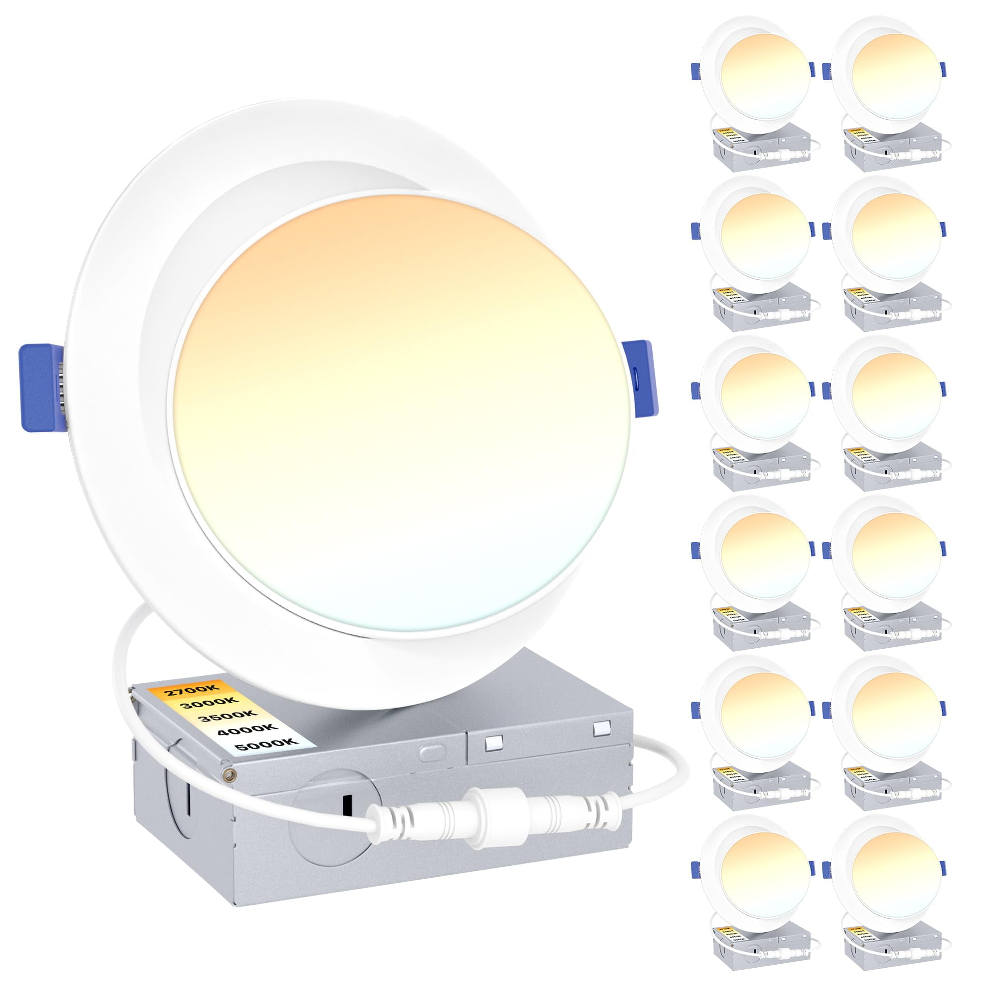 Ensenior 12 Pack 6 inch Gimbal Led Recessed Lighting, 90° Rotatable and ...