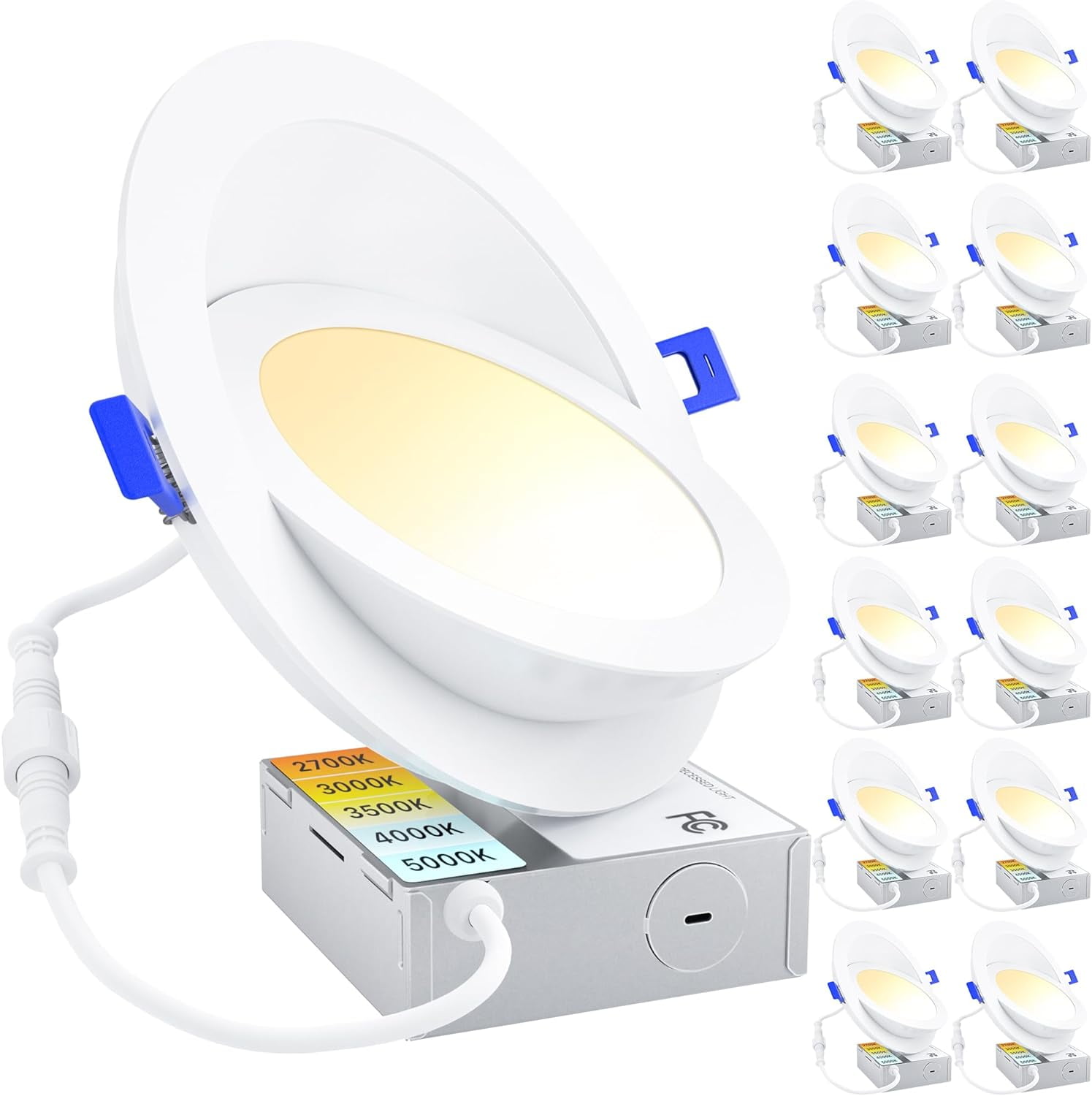 Ensenior 12 Pack 6 inch LED Eyeball Recessed Lighting, 360°+90 ...