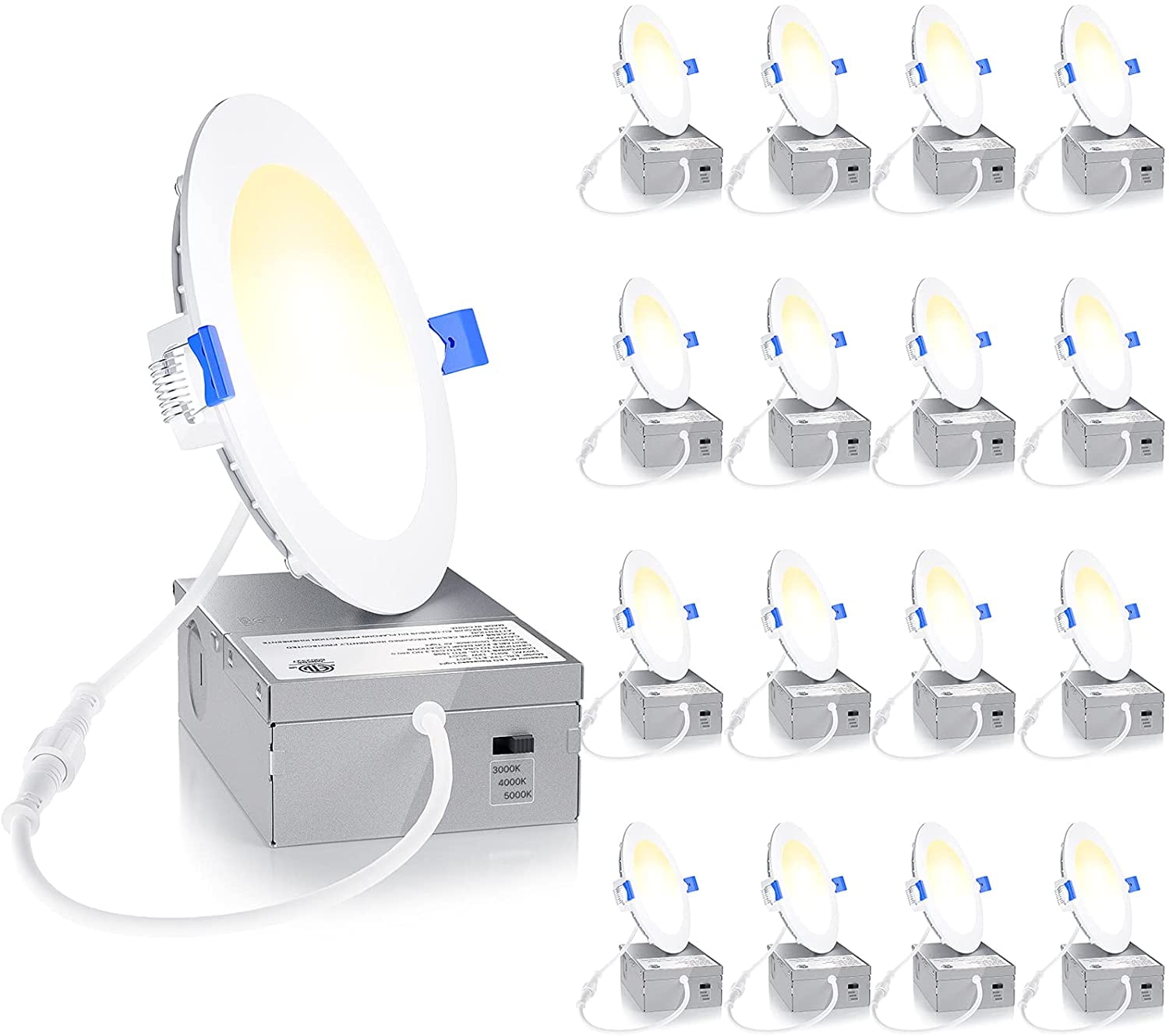 Ensenior 16 Pack Ultra-Thin LED Recessed Lighting 4 Inch 3CCT with ...