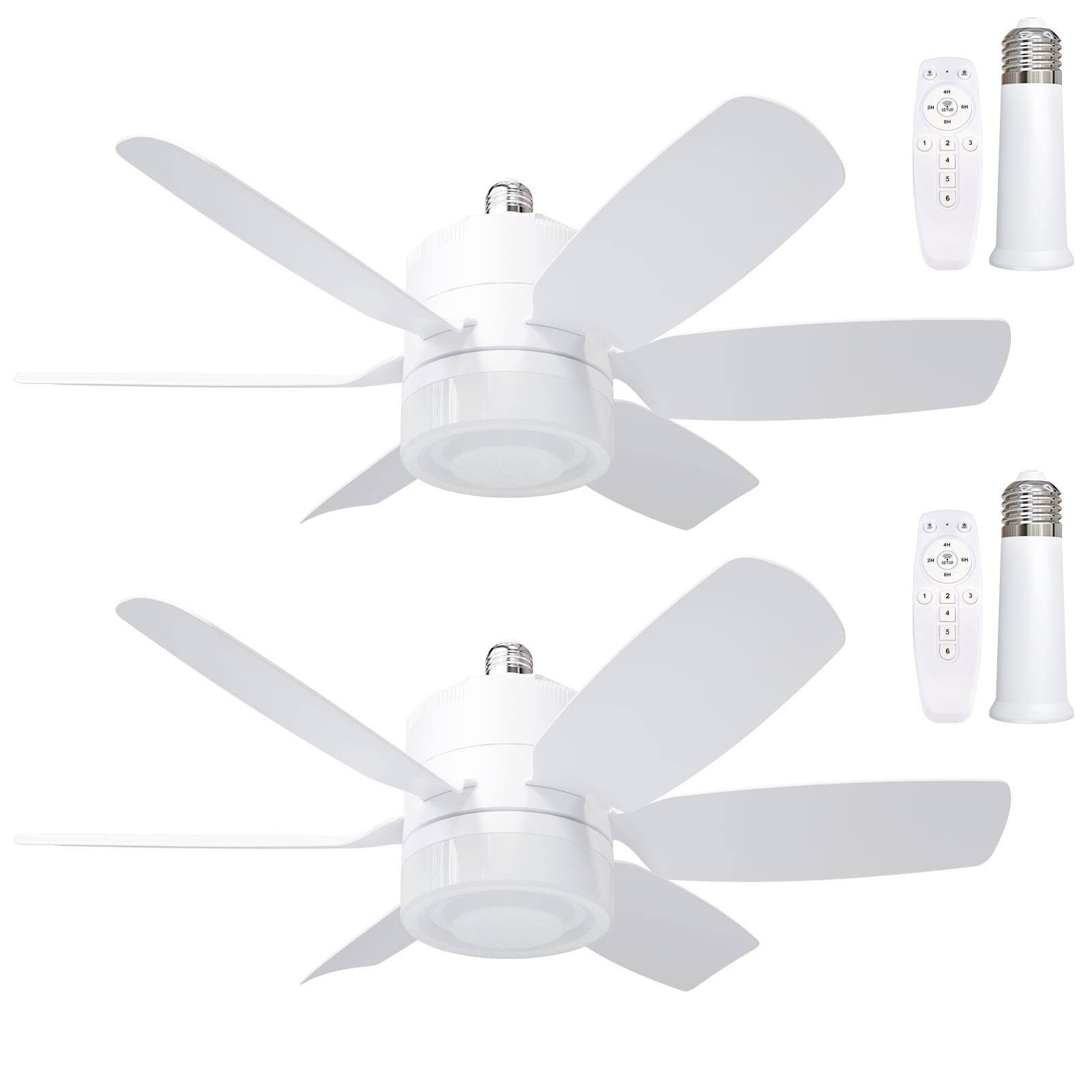 Ensenior 20.5 Inch Socket Fan Light with Remote, Dimmable Light Socket ...