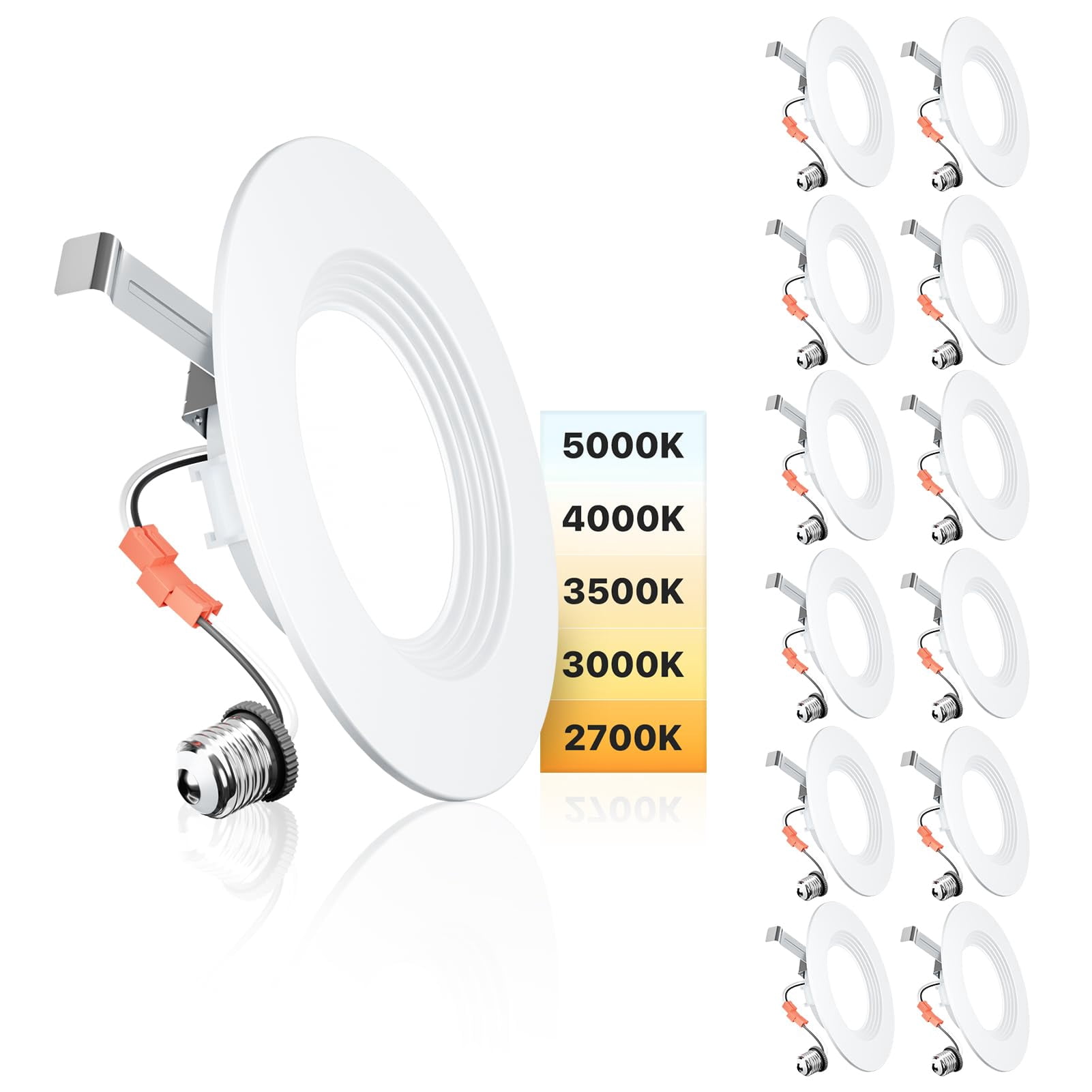 Ensenior 5/6 Inch 5CCT LED Can Lights 12 Pack, Retrofit Led Recessed ...