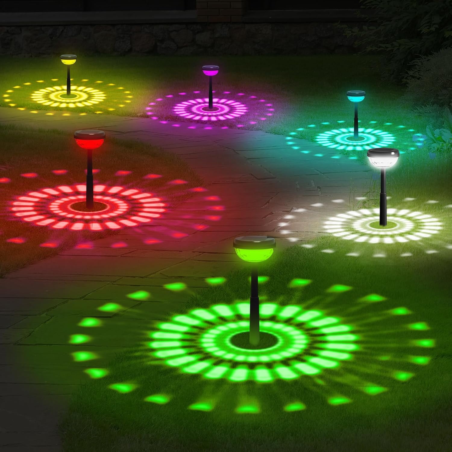 Ensenior Color Changing Solar Lights Outdoor, Auto ON/Off 6500K White ...