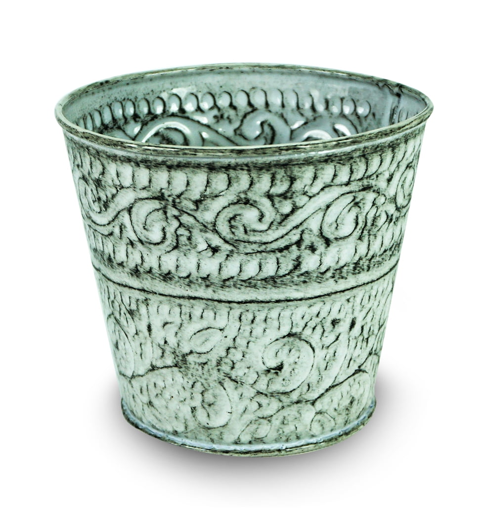 Headwind IronLite Ensley 4" Round Planter, Metal, Antique White by ...