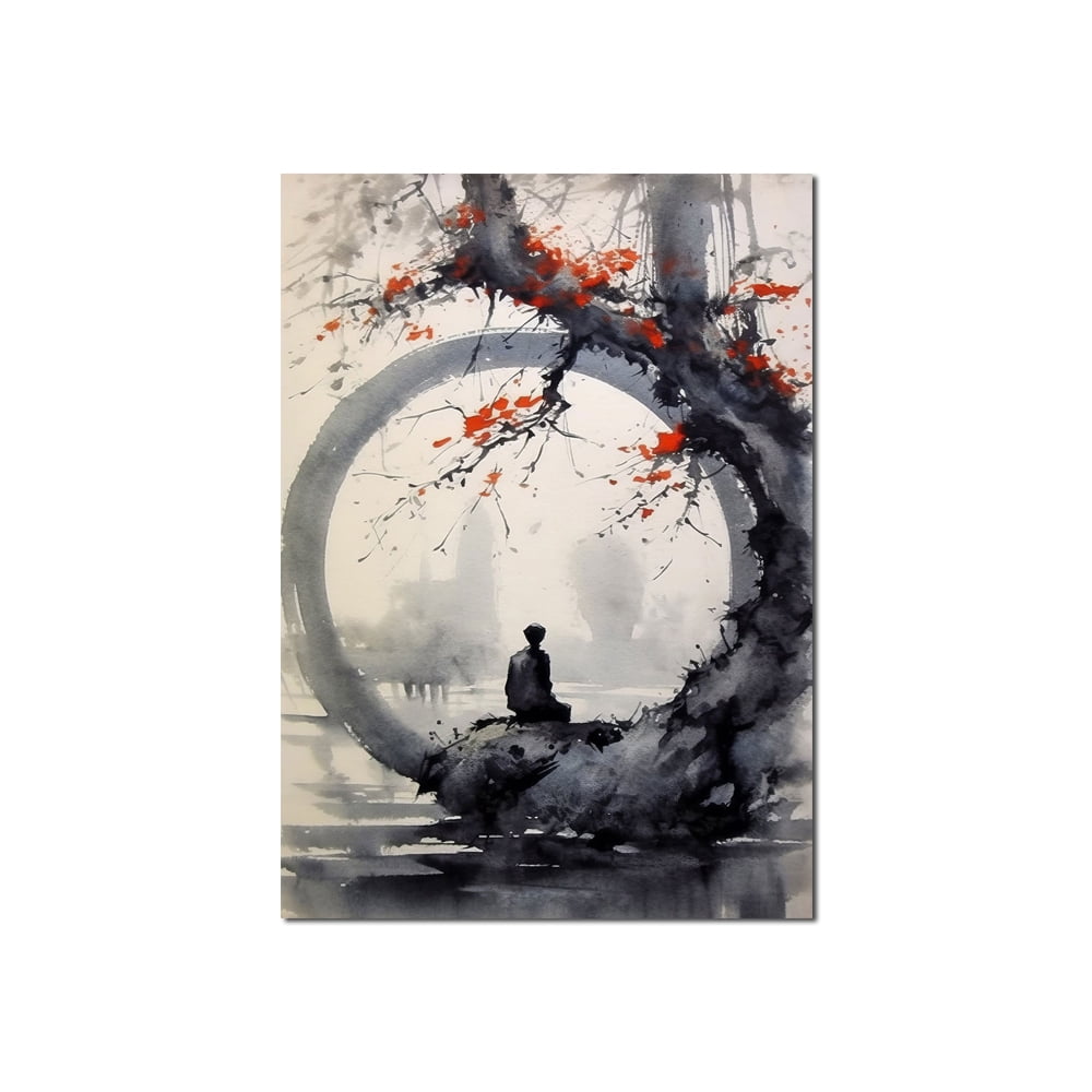 Enso Zen Abstract Painting Enso Circle Wall Art Minimalism Poster Artwork Picture Prints Canvas ...