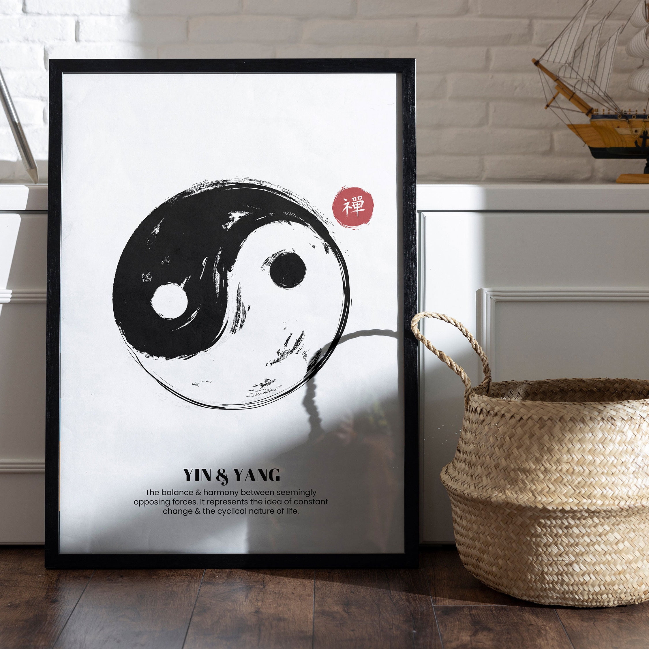 Enso Zen Abstract Painting Enso Circle Wall Art Minimalism Poster Artwork Picture Prints Canvas ...