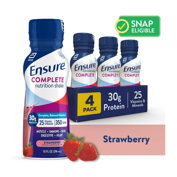 Ensure COMPLETE Nutrition Shake, 30G Protein, Strawberry, 10 fl oz, 4 ...