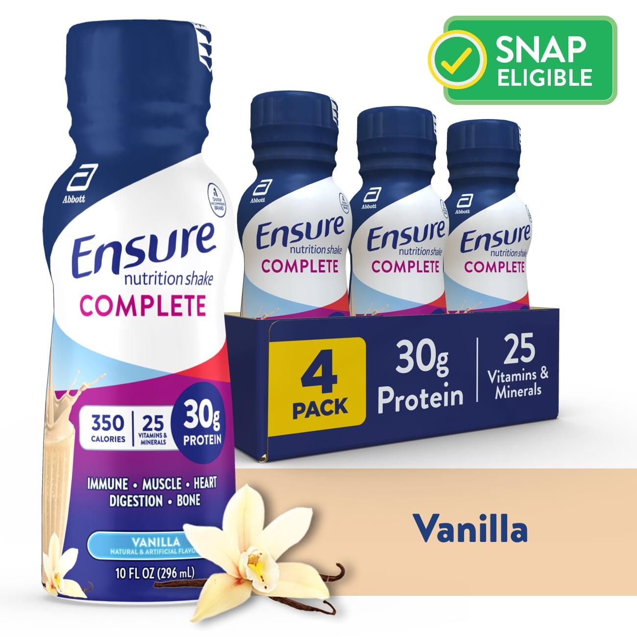 Ensure COMPLETE Nutrition Shake, 30G Protein, Vanilla, 10 fl oz, 4 ...