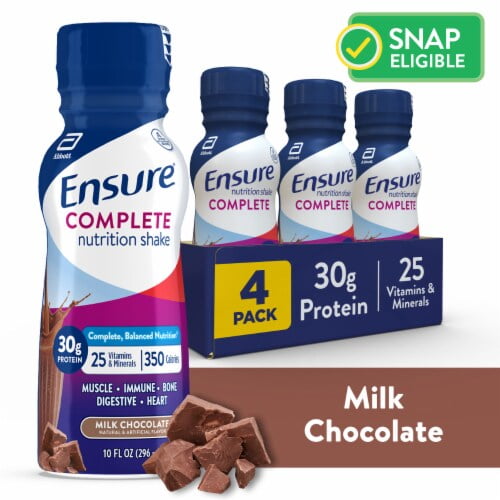 Ensure Complete Milk Chocolate Nutrition Shakes 4 bottles / 10 fl oz ...