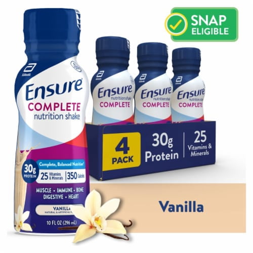 2X-Ensure Complete Vanilla Nutrition Shakes - 10 fl oz - 4 bottles ...