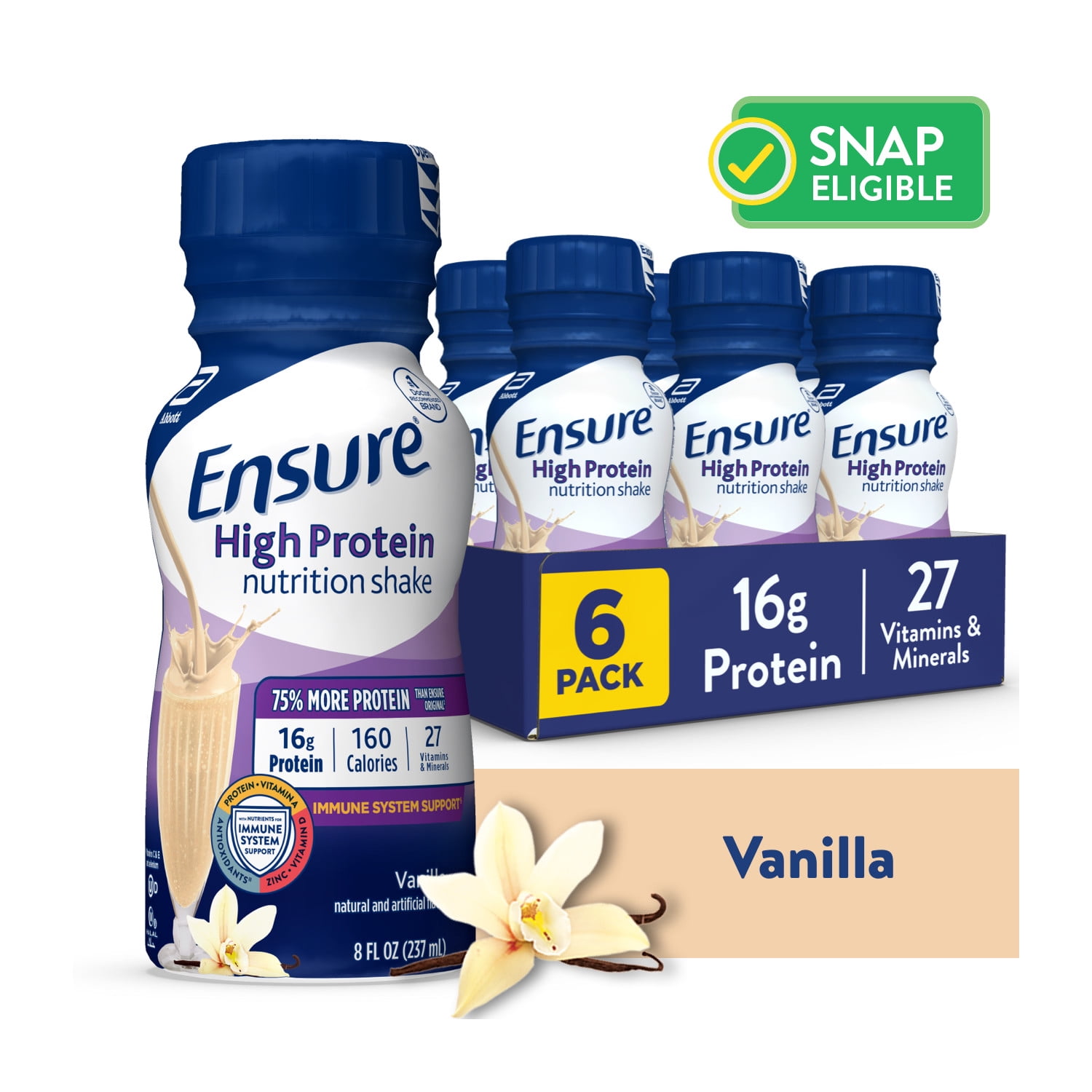 Ensure High Protein Nutrition Shake, Vanilla, Ready To Drink, 8 fl oz ...
