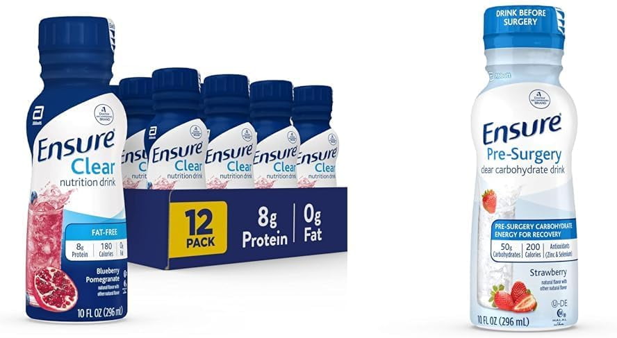 Ensure Liquid Clear Nutrition Drink, 0g fat, 8g of protein, Blueberry ...