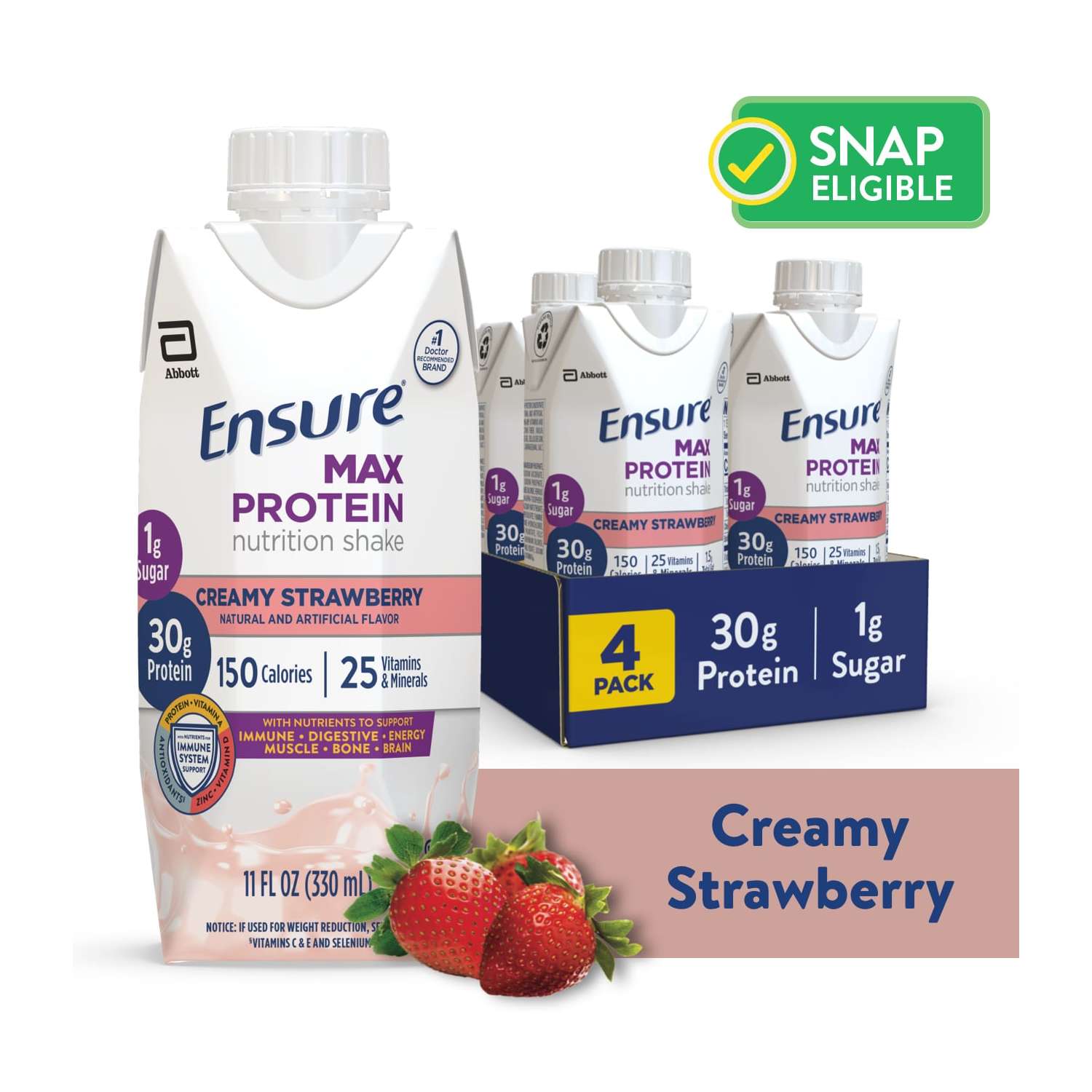 Ensure Max Protein Nutrition Shake, French Vanilla, 11 fl oz, 4 Count ...