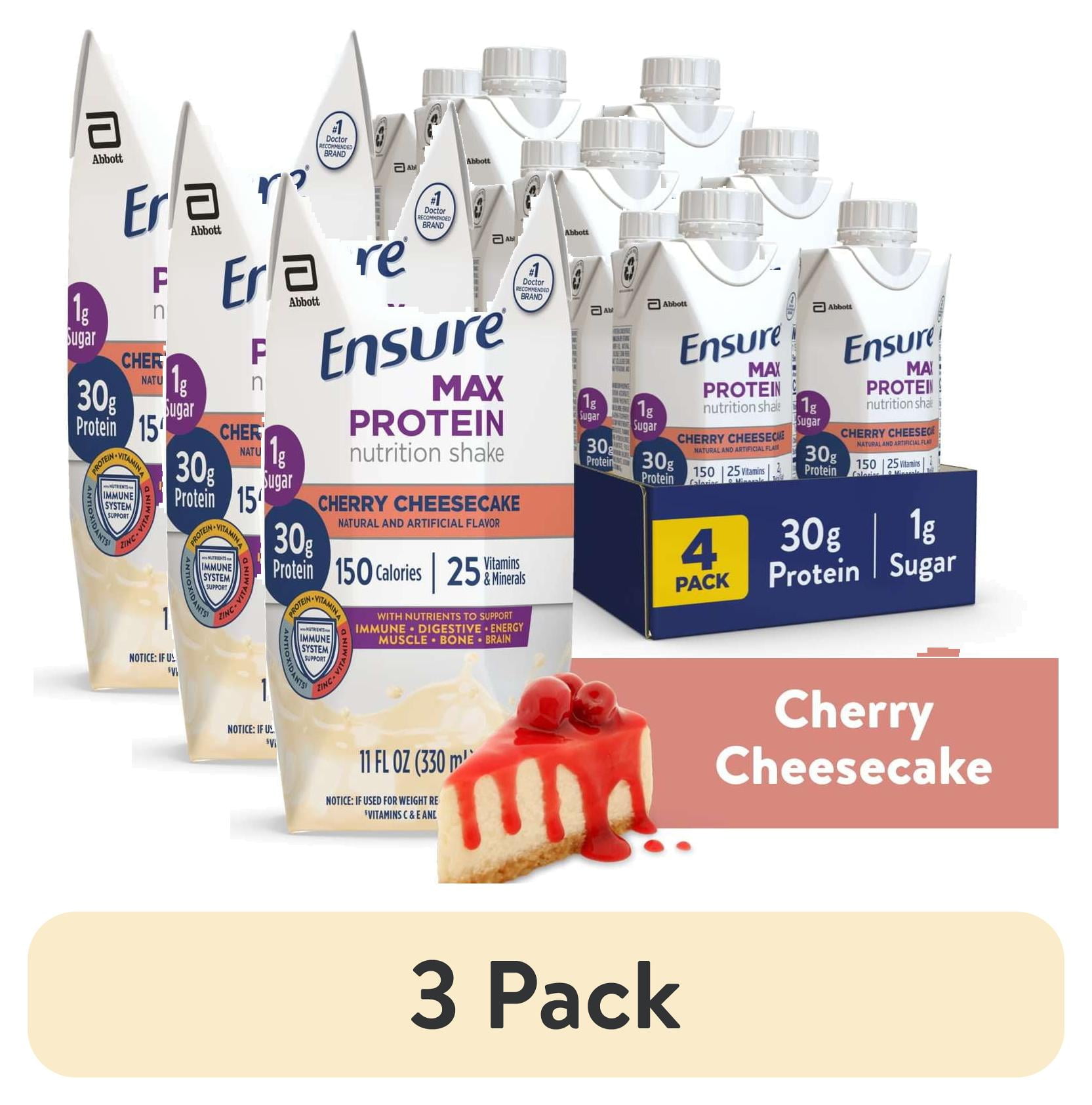 (3 pack) Ensure Max Protein Nutrition Shake, Cherry Cheesecake, 11 fl ...