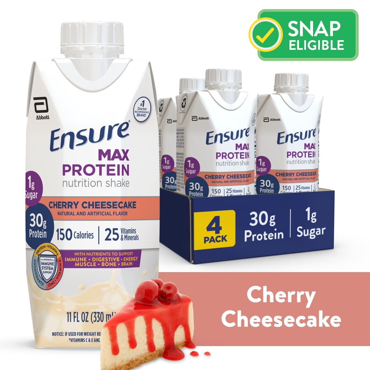 Ensure Max Protein Nutrition Shake, Cherry Cheesecake, 11 fl oz, 4 ...