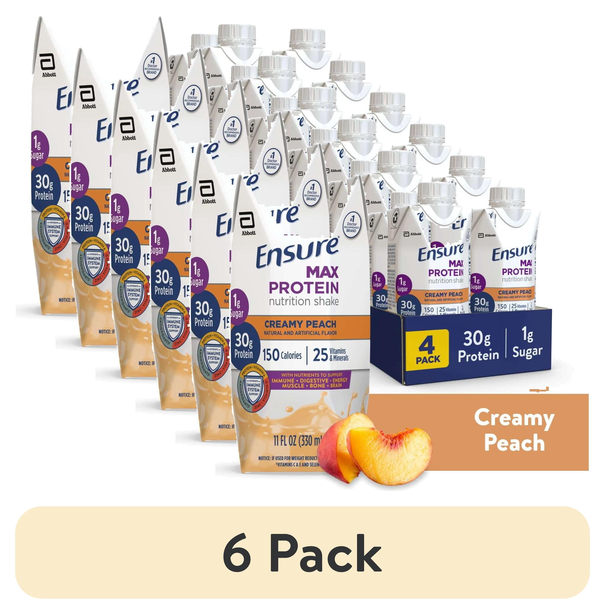 (6 pack) Ensure Max Protein Nutrition Shake, Creamy Peach, 11 fl oz, 4 ...