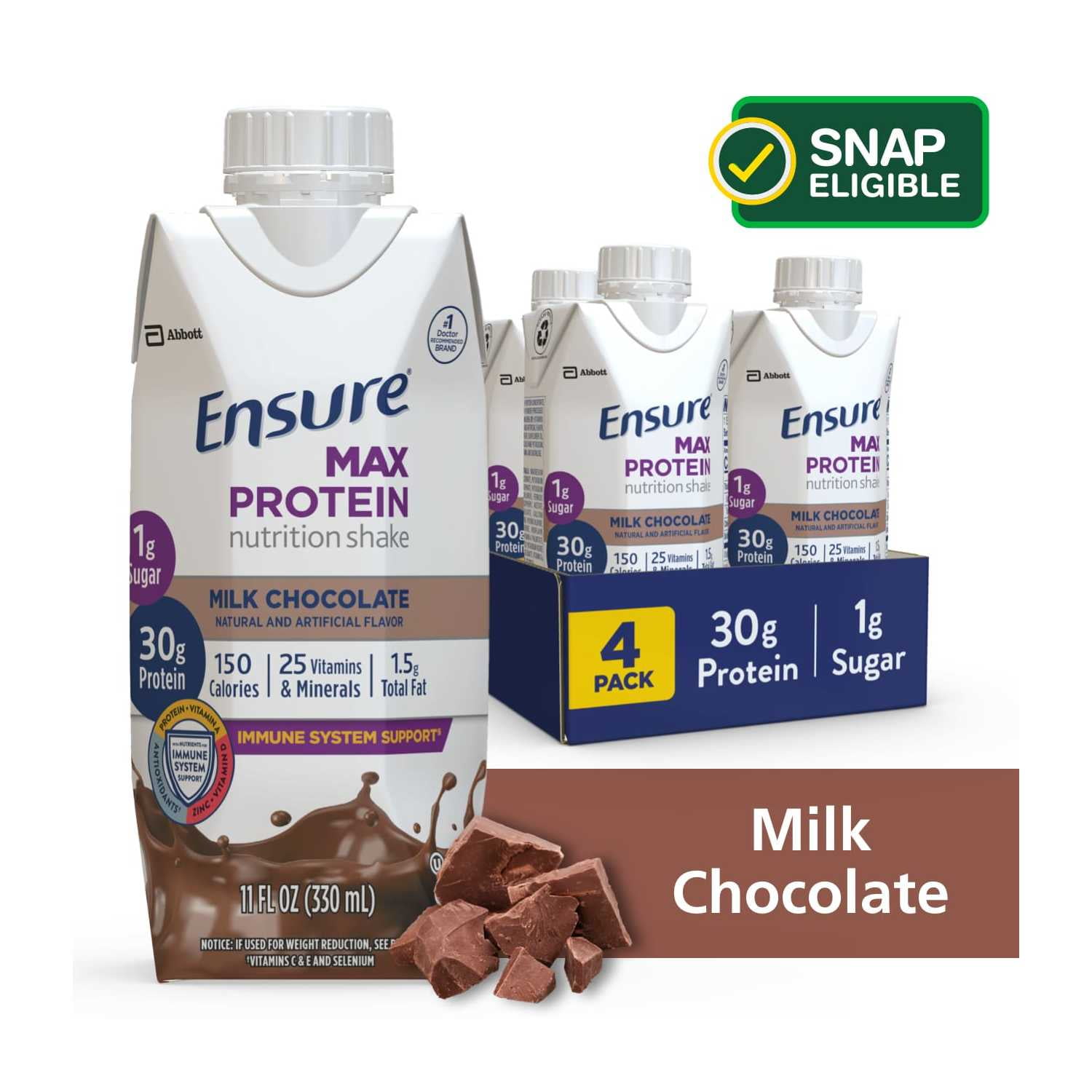 Ensure Max Protein Nutrition Shake, Milk Chocolate, 11 fl oz, 4 Count ...