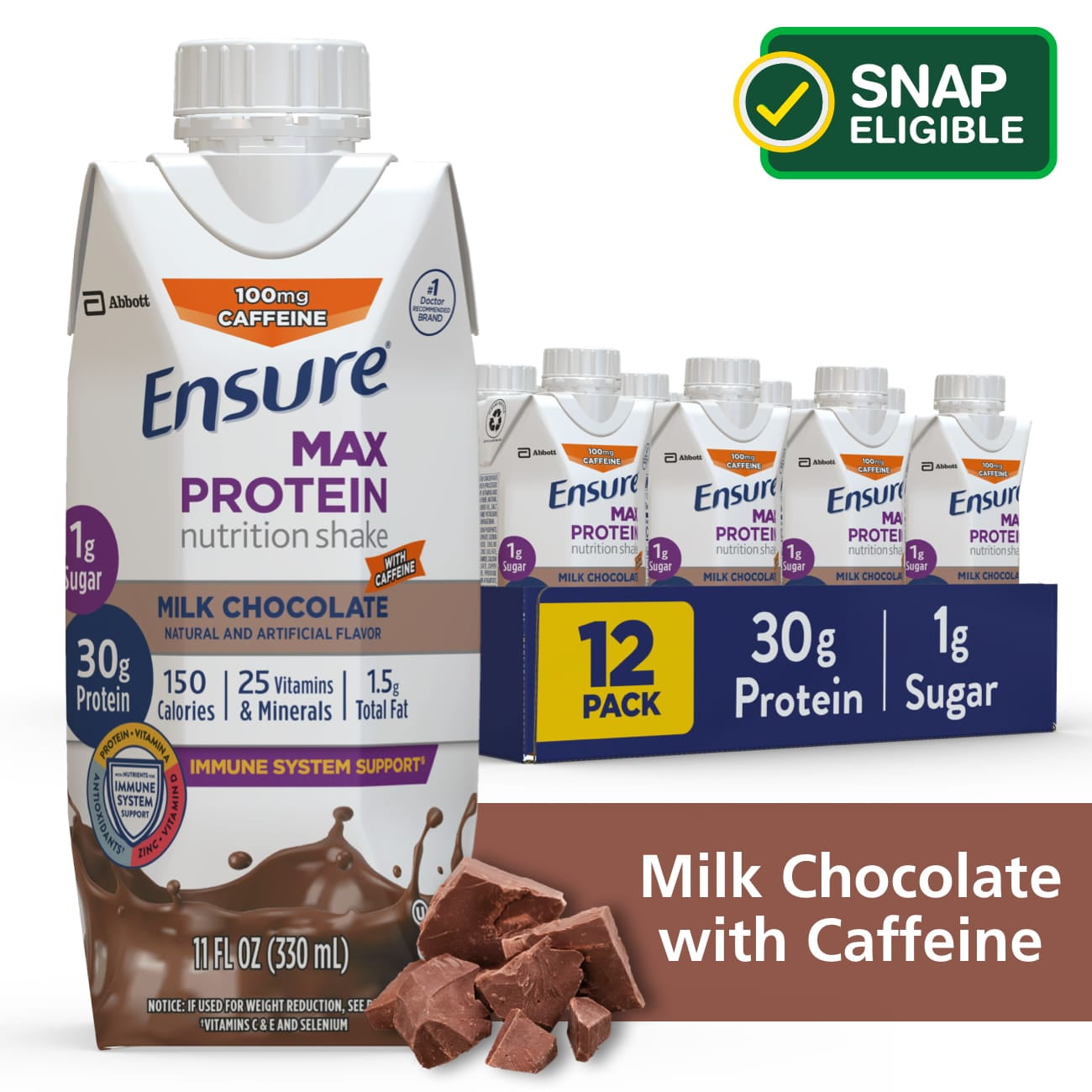 Ensure Max Protein Nutrition Shake, Milk Chocolate with Caffeine, 11 fl ...