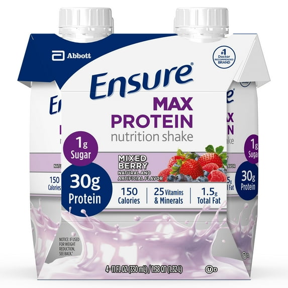 Ensure Max Protein Nutrition Shake, Mixed Berry, 11 fl oz, 12 Count ...