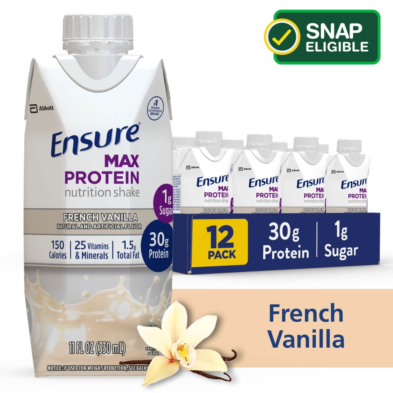 Ensure Max Protein Nutrition Shake with 3g of protein, 1g of Sugar ...