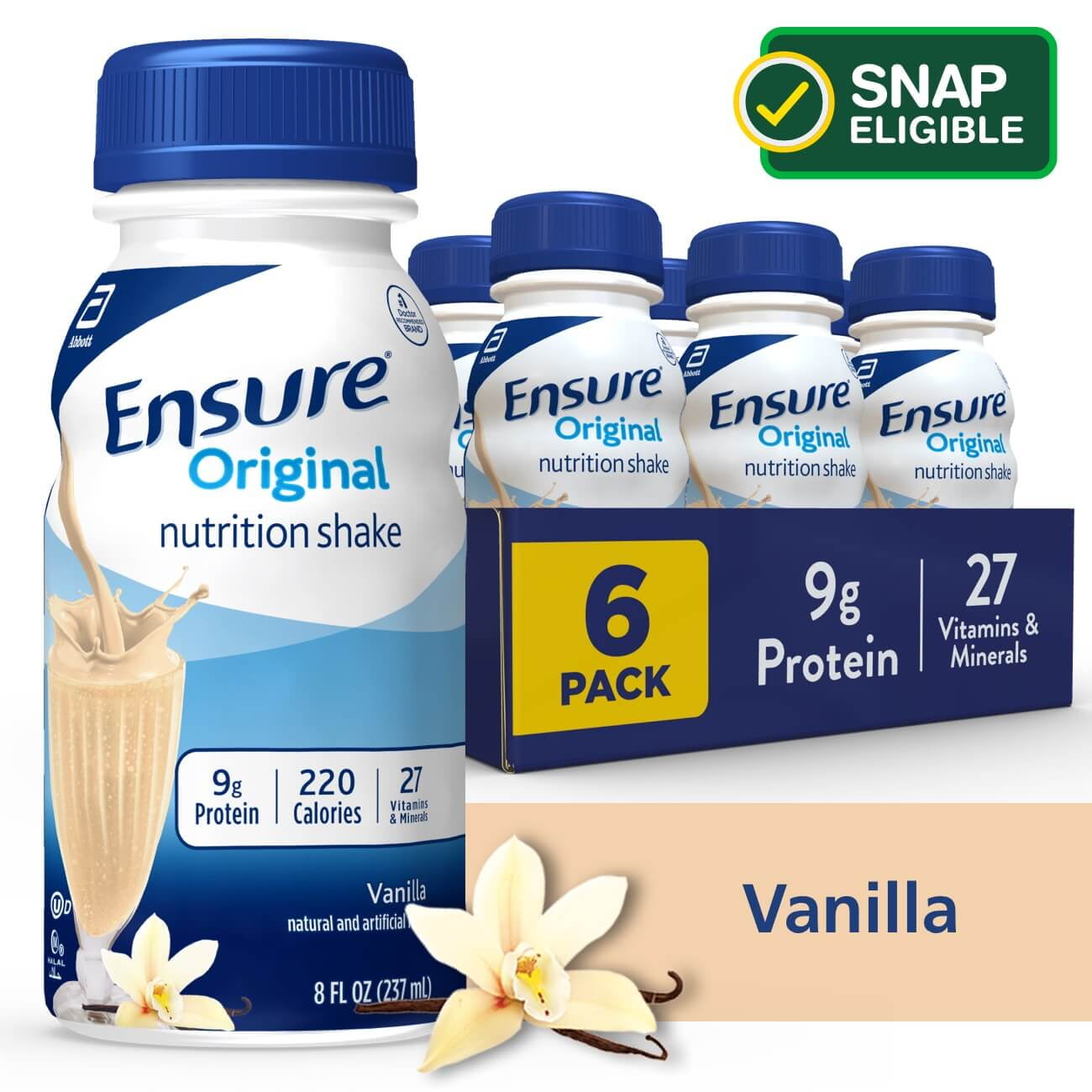 Ensure Original Meal Replacement Nutrition Shake, Vanilla, 8 fl oz, 6 ...