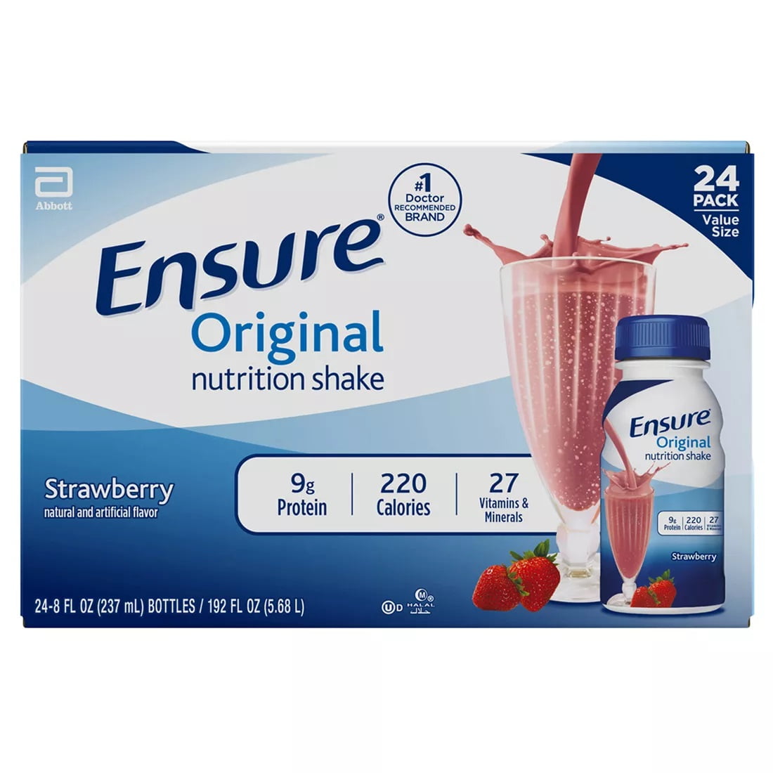 Ensure Original Complete High-Quality Strawberry Nutrition Shake, 24 pk ...