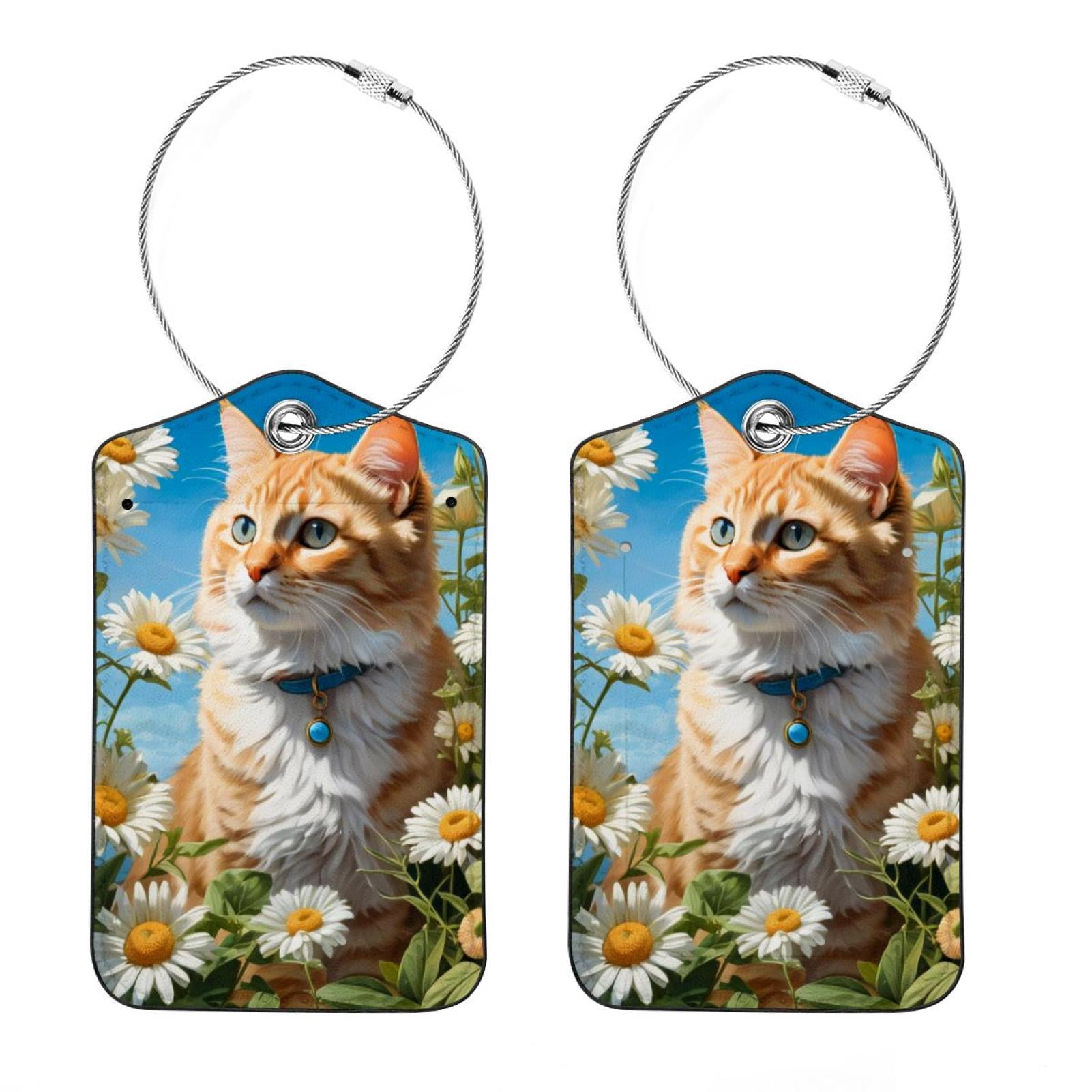 Ensure Peace of Mind with Privacy Flap Cover Luggage Tags, Cute Cat and ...