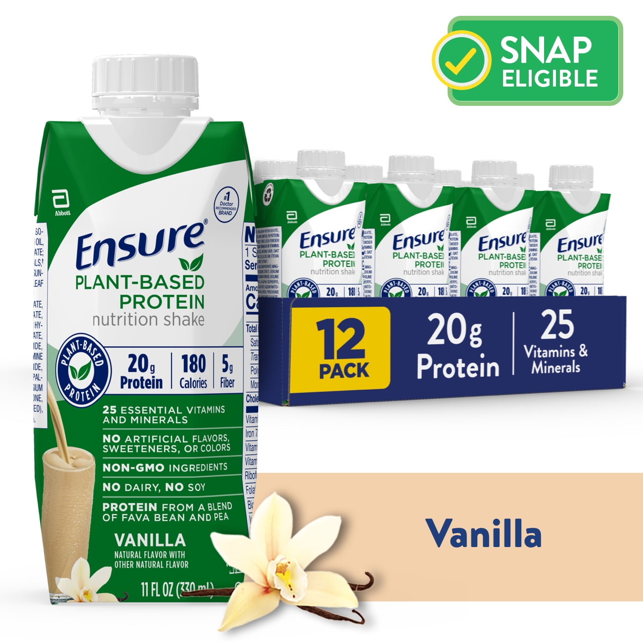 Ensure Plant-Based Vegan Protein Vanilla Nutrition Shake | 12 Pack ...