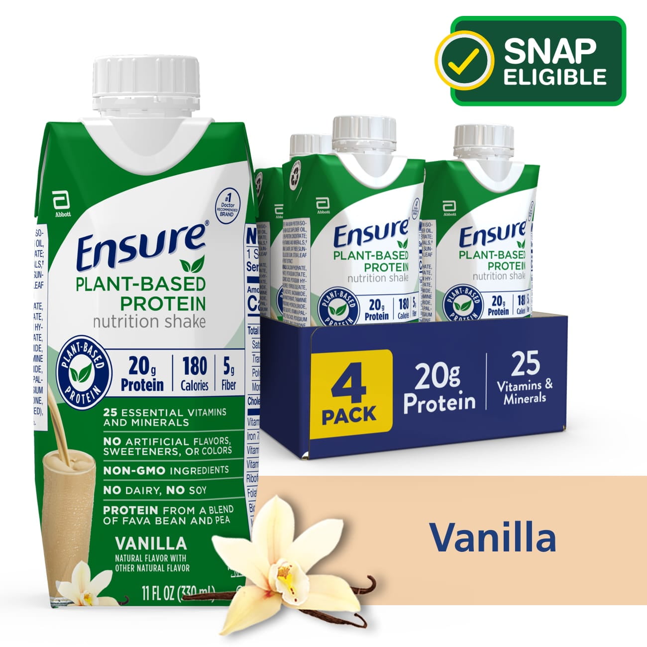 Ensure Plant-Based Vegan Protein Vanilla Nutrition Shake | 4 Pack ...