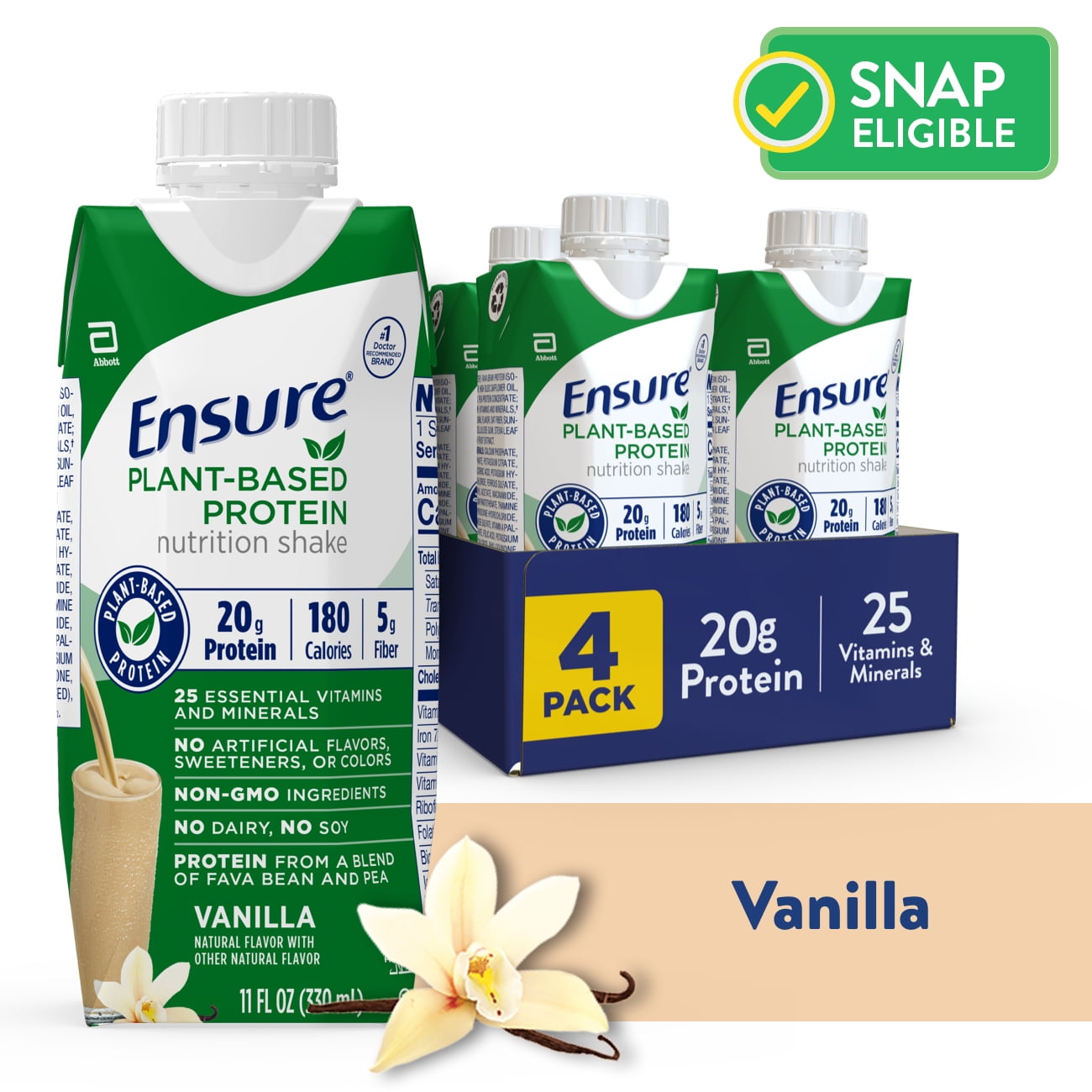 Ensure Plant-Based Vegan Protein Vanilla Nutrition Shake | 4 Pack ...