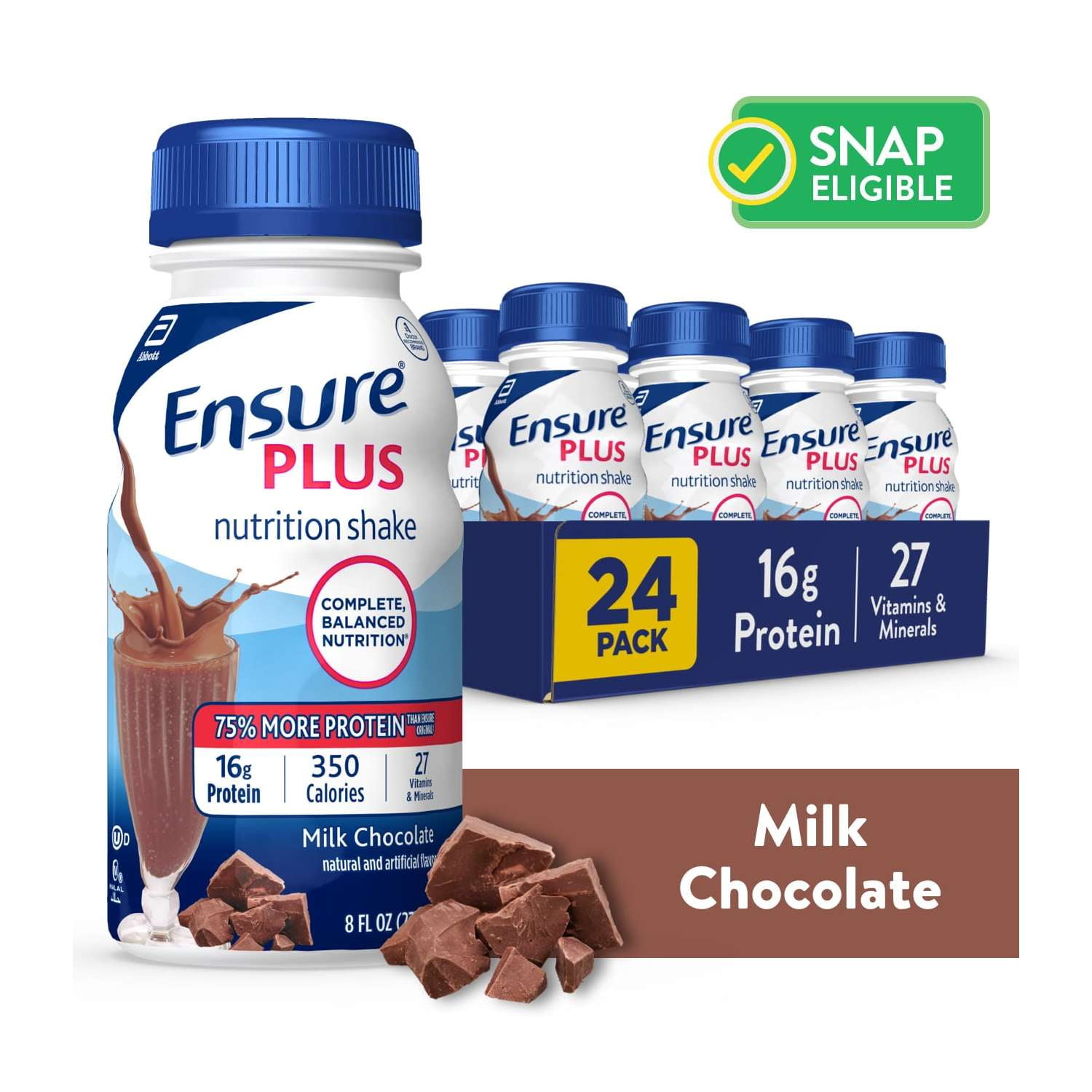 Ensure Plus Meal Replacement Nutrition Shake, Milk Chocolate, Ready To ...