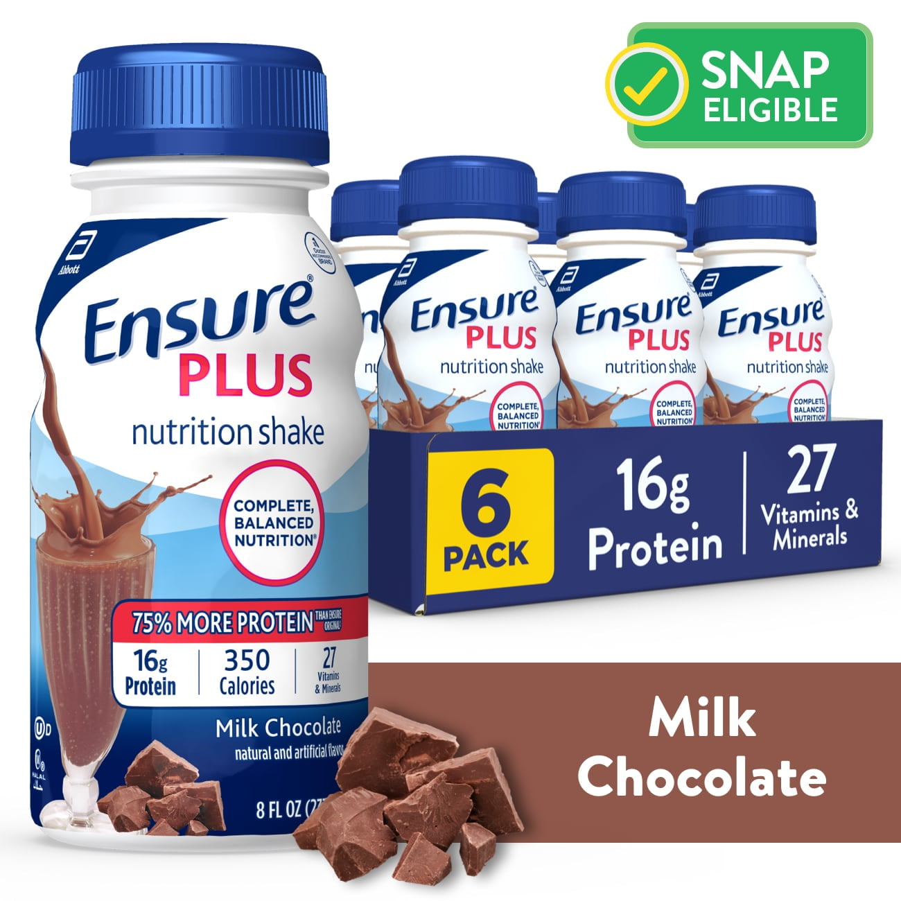 Ensure Plus Meal Replacement Nutrition Shake, Milk Chocolate, 8 fl oz ...