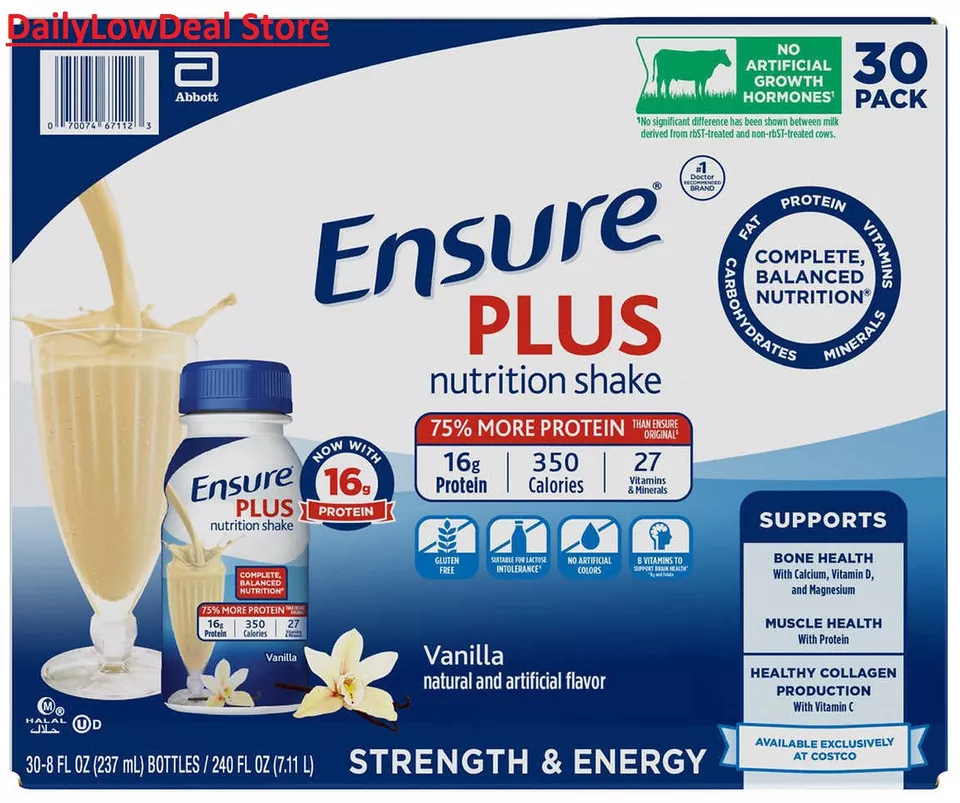 Ensure Plus Nutrition Shake 8 fl. oz., 30-pack, Vanilla!! - Walmart.com