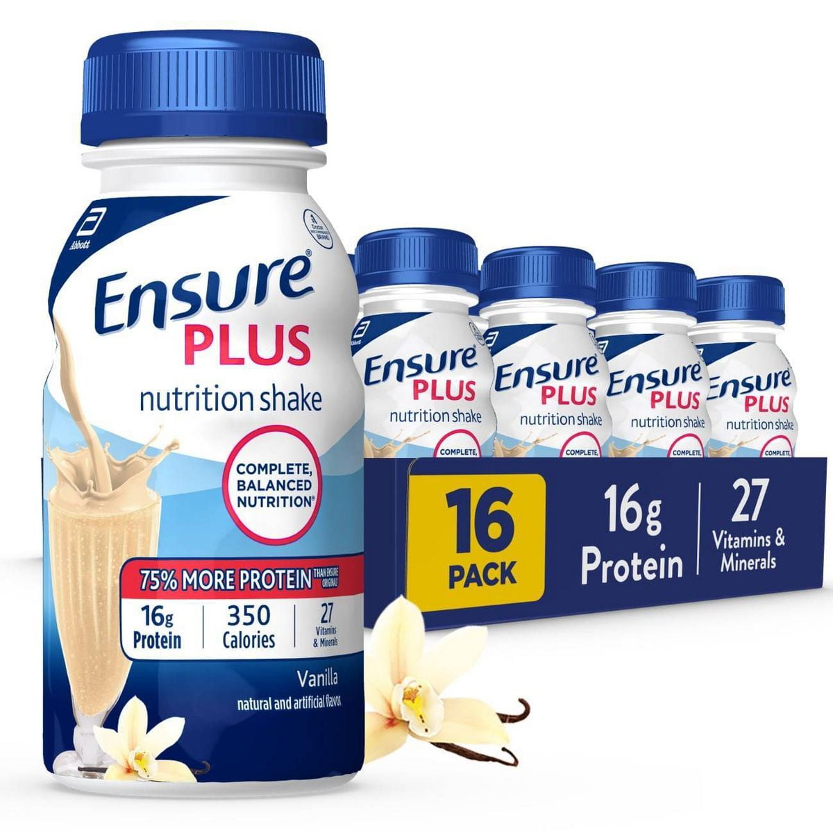 Ensure Plus Nutrition Shake - Vanilla - 128 fl oz/16ct - Walmart.com