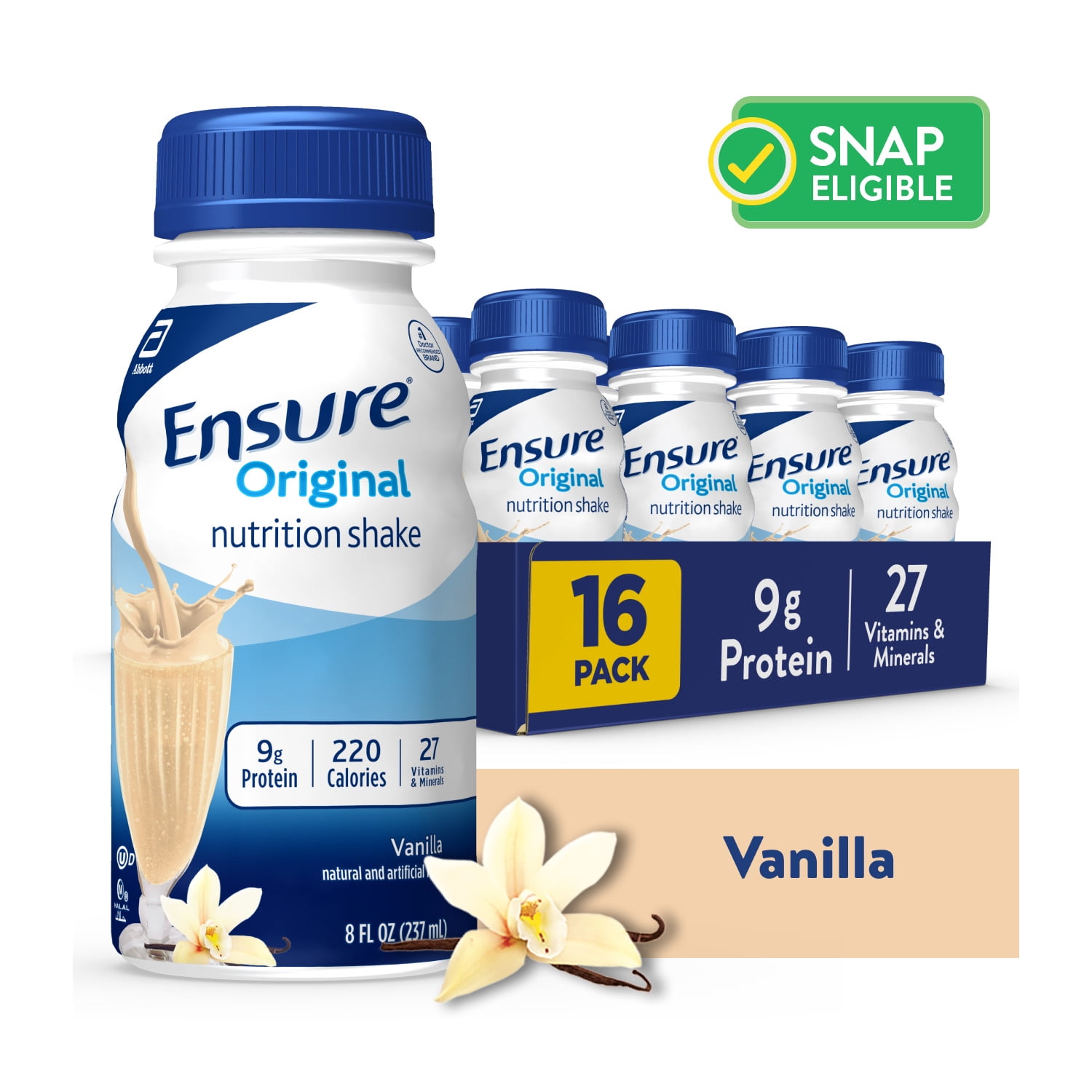 Ensure Original Complete Nutritional Protein Drink, Vanilla, 8 fl oz, 16 Count - Walmart ...