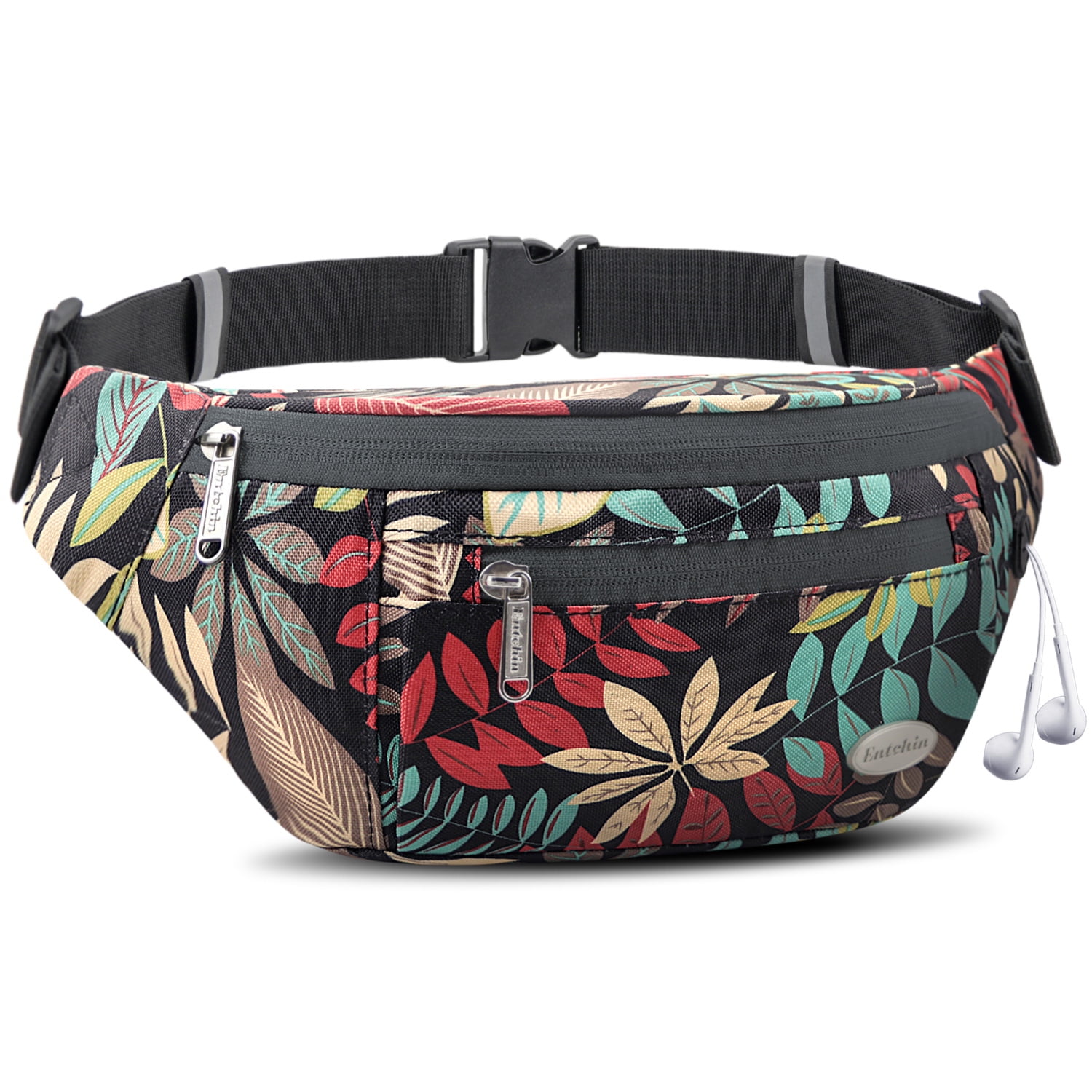 Entchin Fanny Pack for Women Men with 4 Pockets Water Resistant Fabric ...