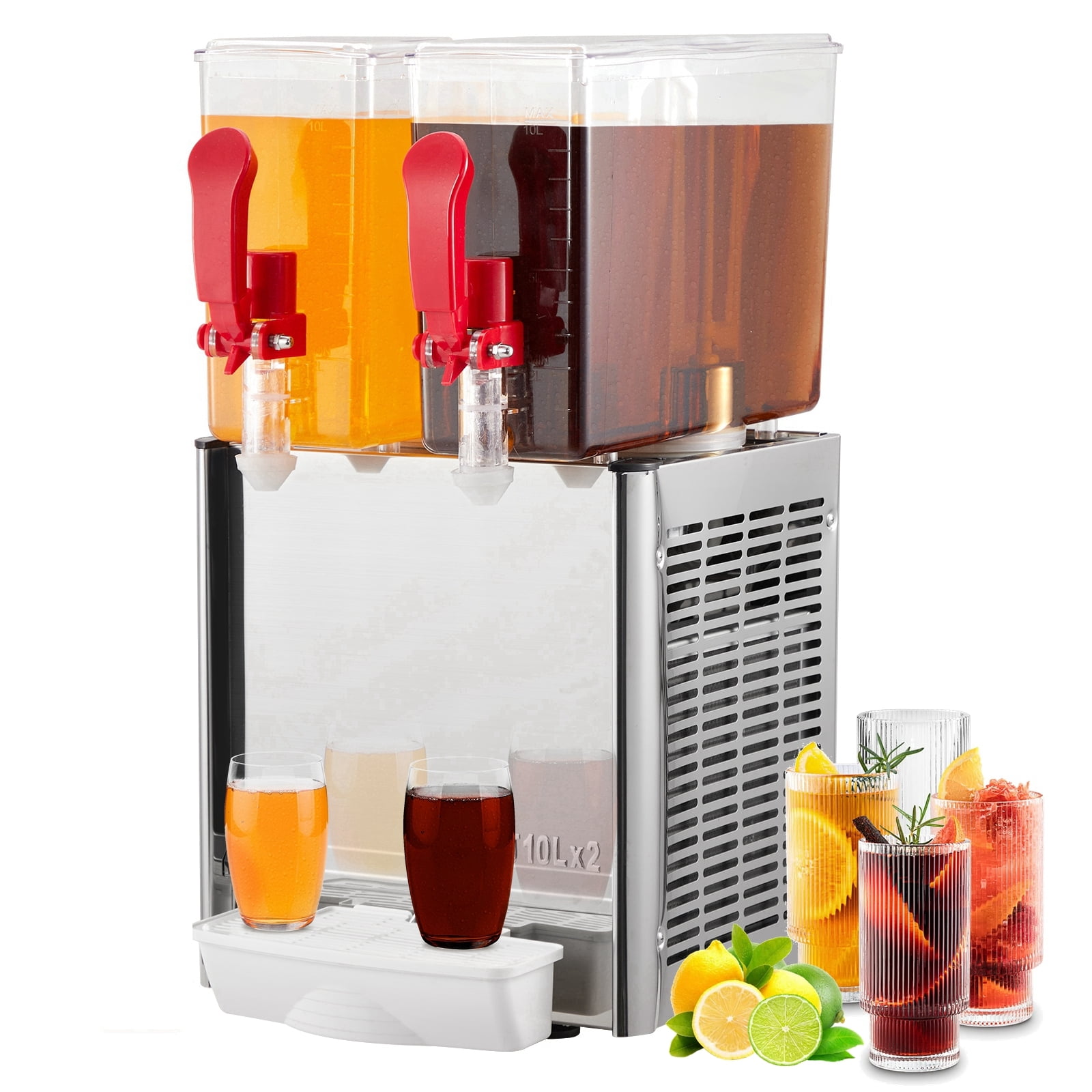 Entcook Commercial Beverage Dispenser, 2 Tanks Ice Tea Drink Machine ...