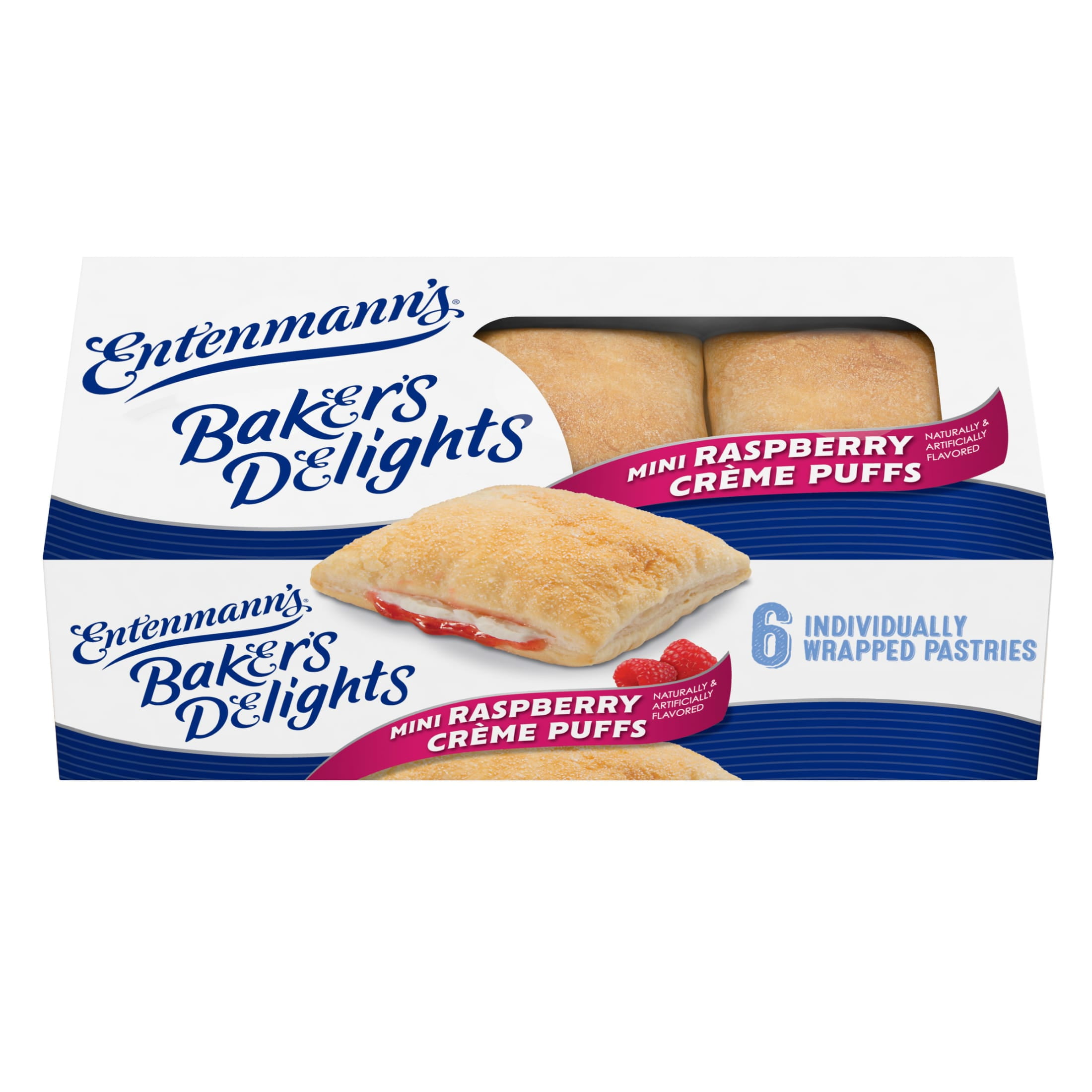 Entenmann's Baker's Delights Mini Raspberry Crème Puffs, 6 Count Box ...