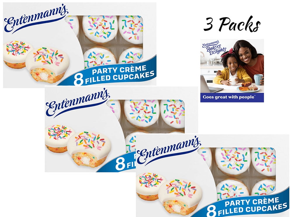 Entenmann's Baker's Delights Party Creme Filled Cupcakes, 8 count, Soft ...