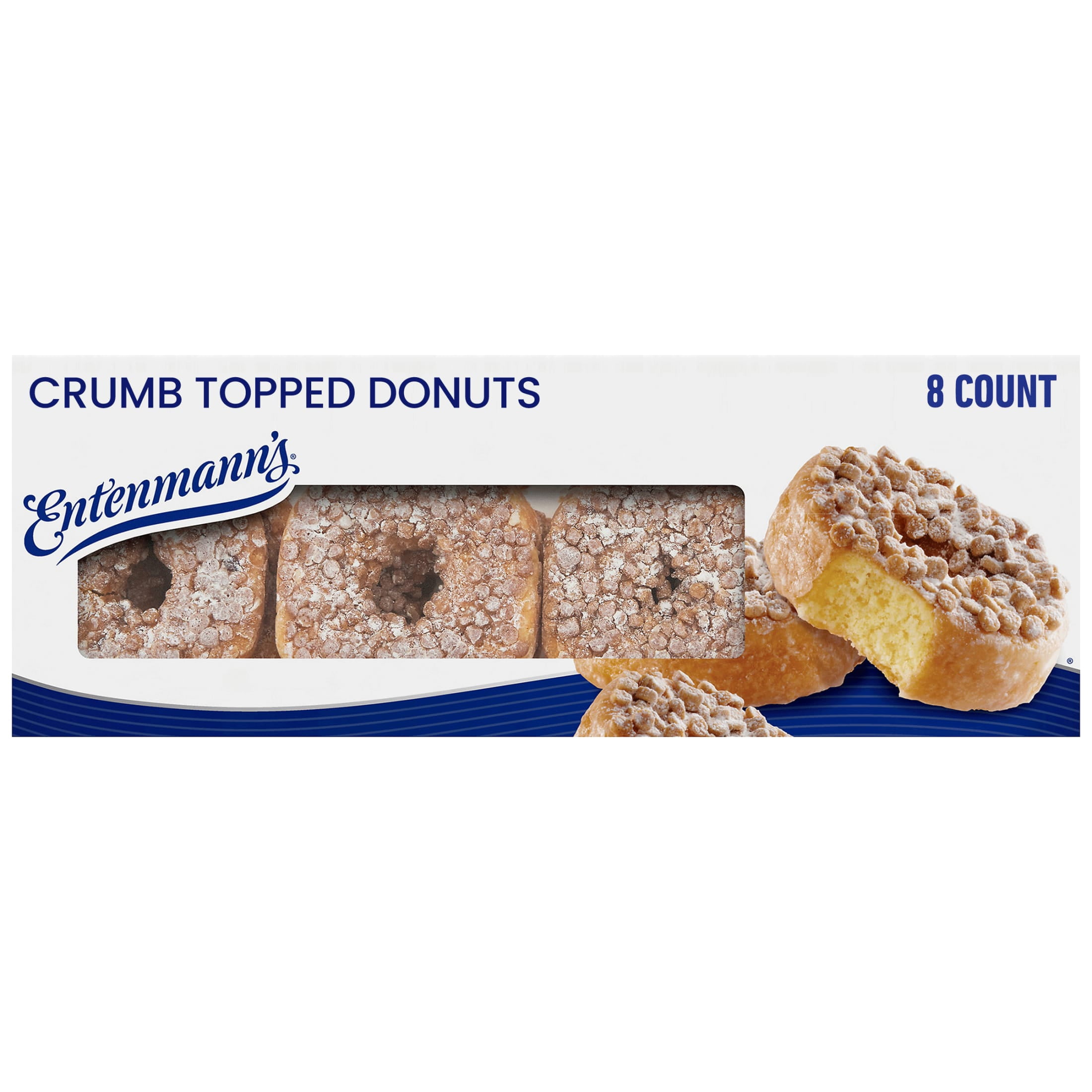 Entenmann's Crumb Topped Donuts, Soft Glazed, Crisp Cinnamon Crumble, 8 ...