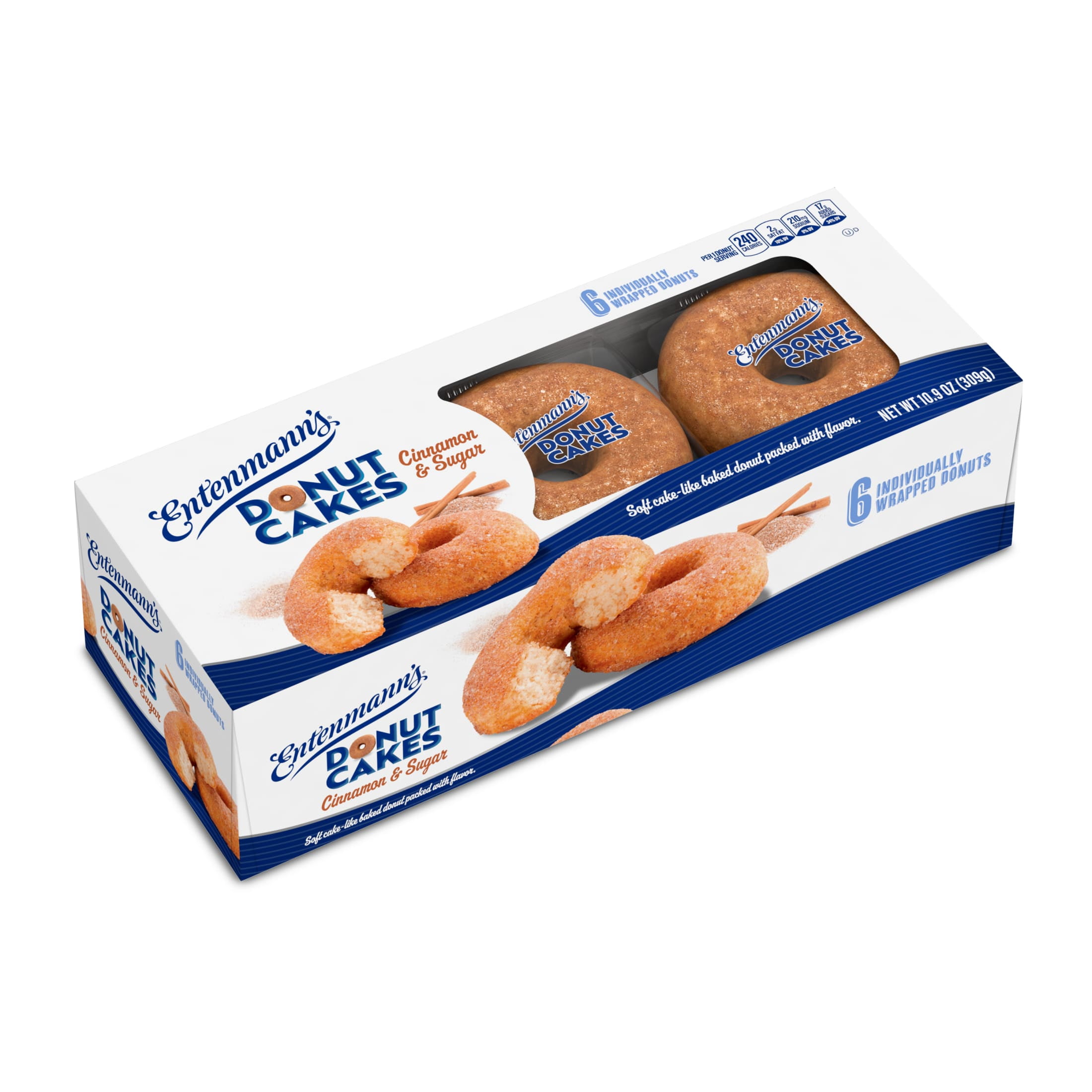 Entenmann's Bakery Freshness Guaranteed Cinnamon Sugar Donut Cakes, 6 ...